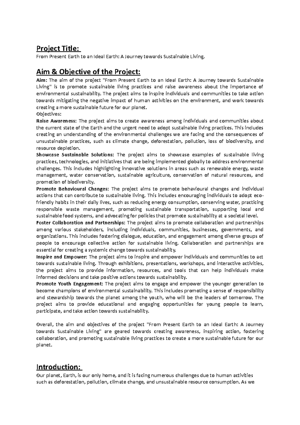 Project Draft-Earth Day2023 - Project Title: From Present Earth to an ...