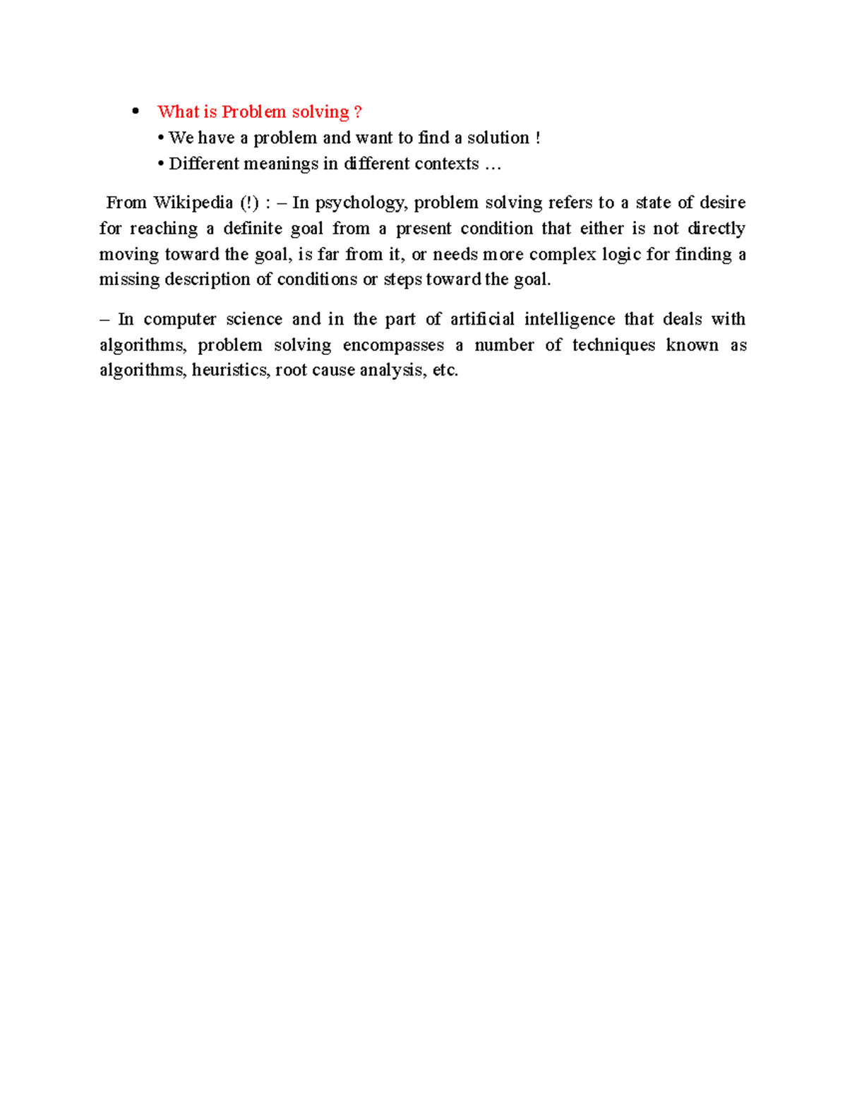 AI Unit Two - artificial Intelligence Data - What is Problem solving ...