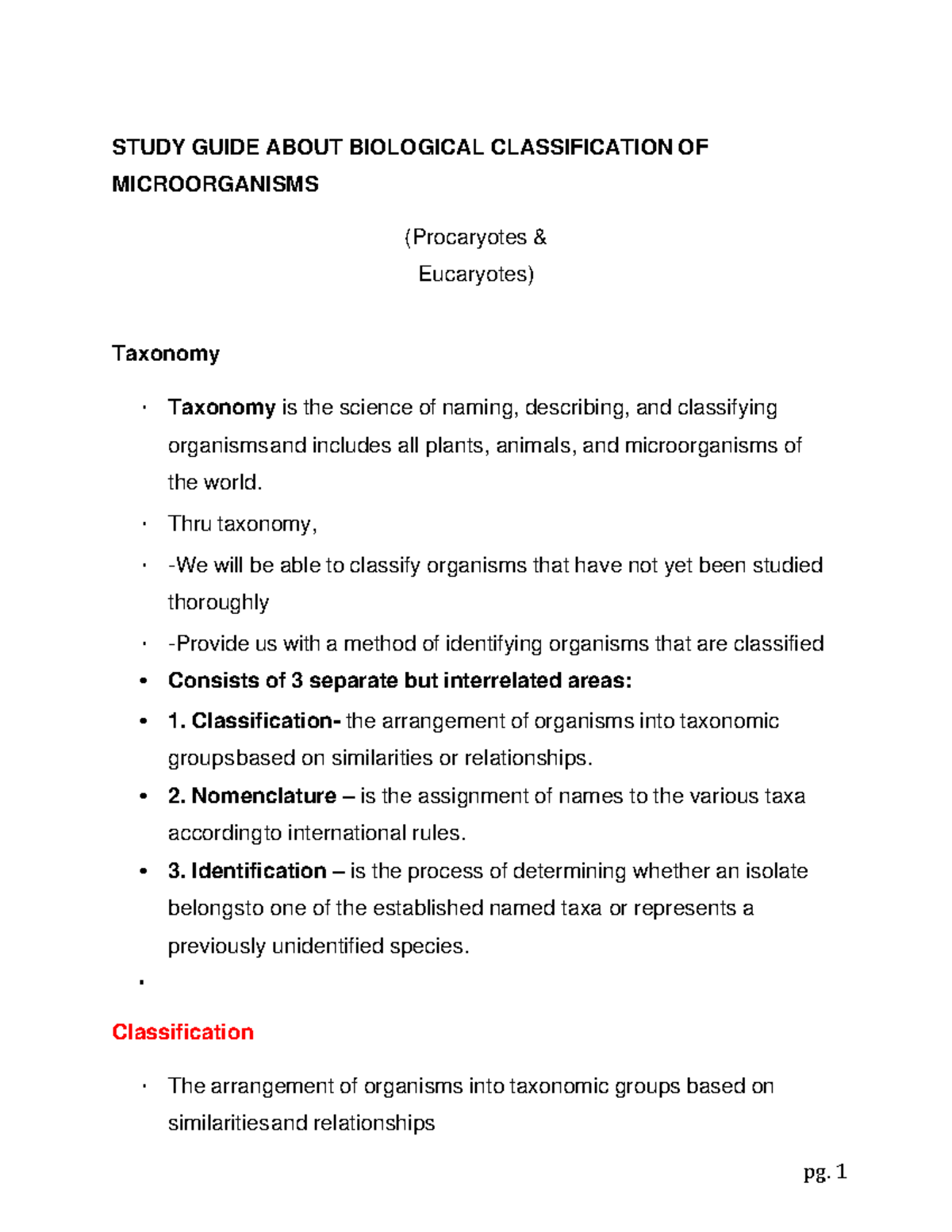 Study Guide About Biological Classification OF Microorganisms - STUDY ...