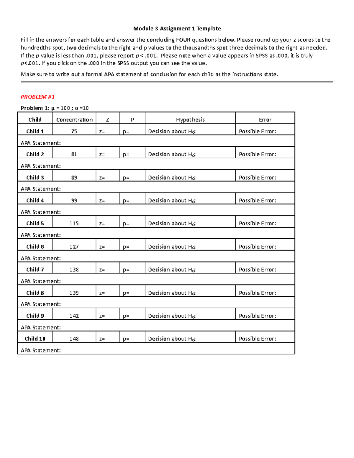 Module 3 Assignment 1 Template Module 3 Assignment 1 Template Fill In The Answers For Each 