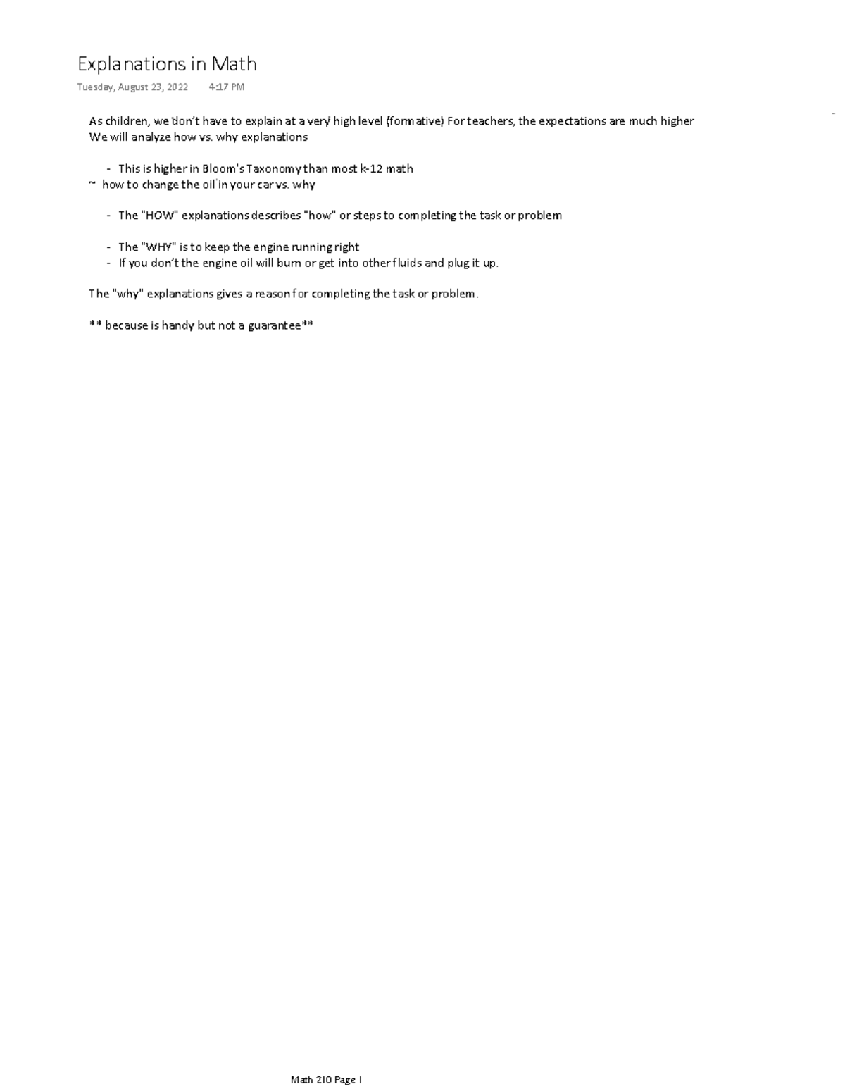 Explanations in Math - math explainations - math 210 - Slippery Rock ...