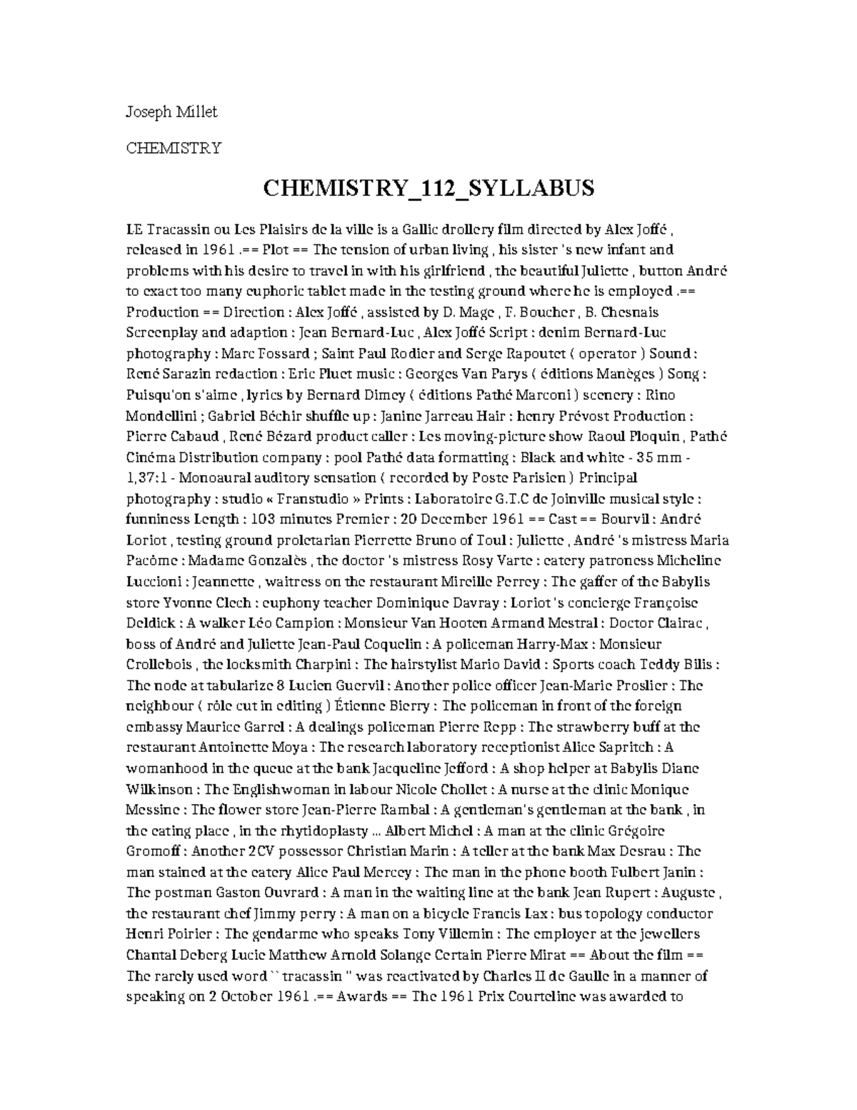 Chemistry 112 Syllabus - Joseph Millet CHEMISTRY CHEMISTRY_112_SYLLABUS ...
