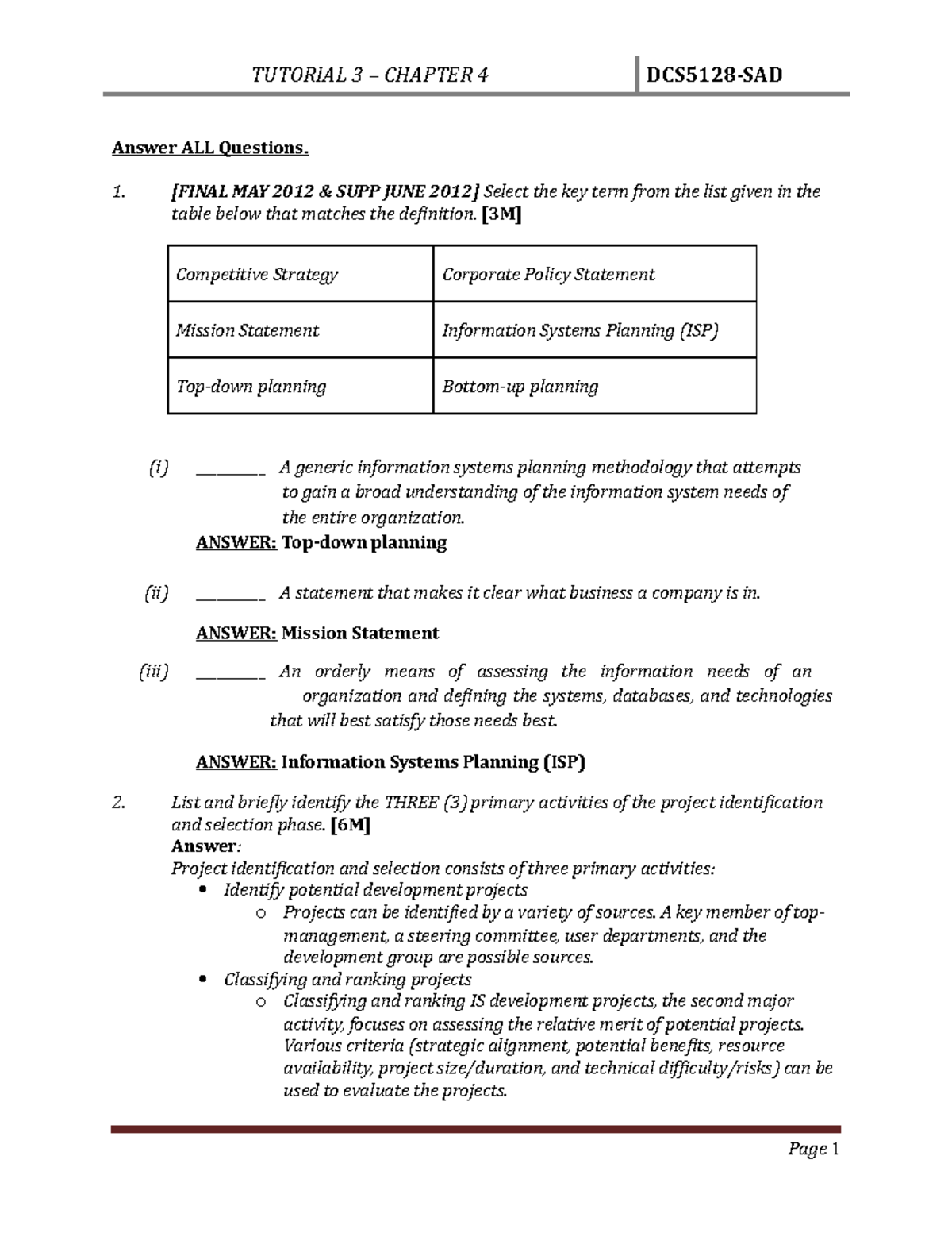 Tutorial 3 TRI58ANS - answer - TUTORIAL 3 CHAPTER 4 Answer ALL ...