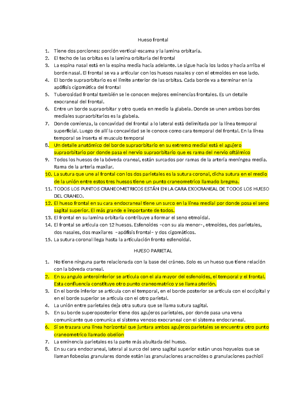 Cabeza 1 - Resumen Anatomía - Hueso frontal Tiene dos porciones ...