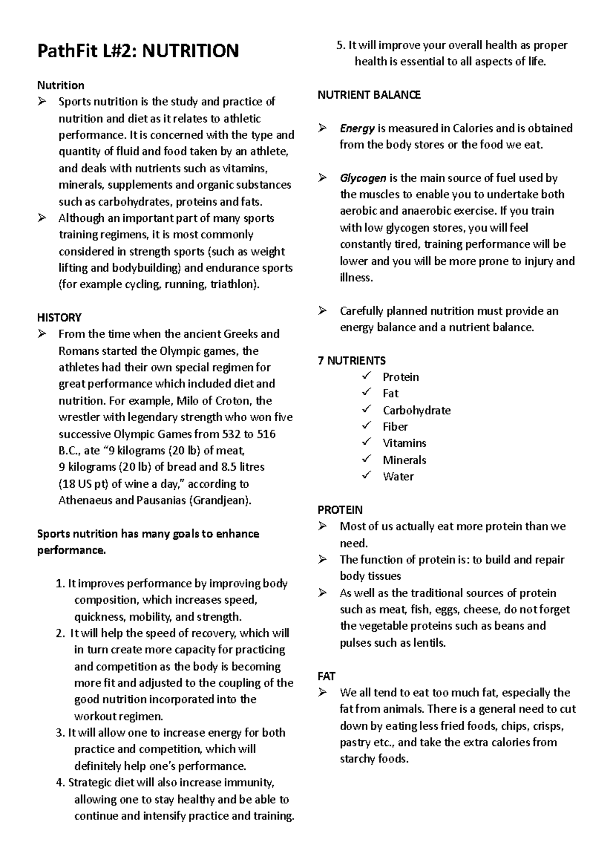 Path Fit Nutrition - One of the topics in Physical Education that might ...