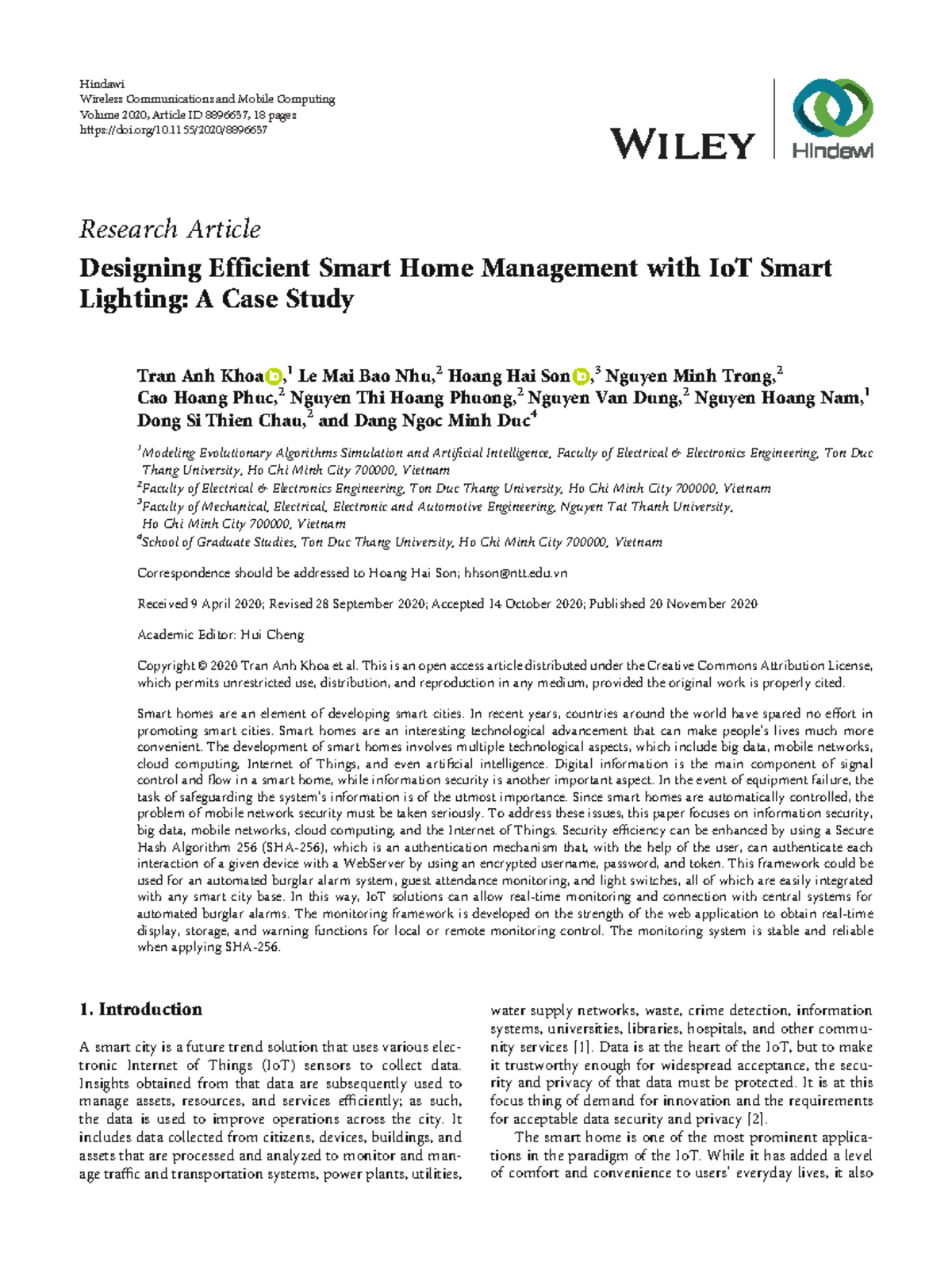 Designing Efficient Smart Home Management with Io T Smart - Research ...