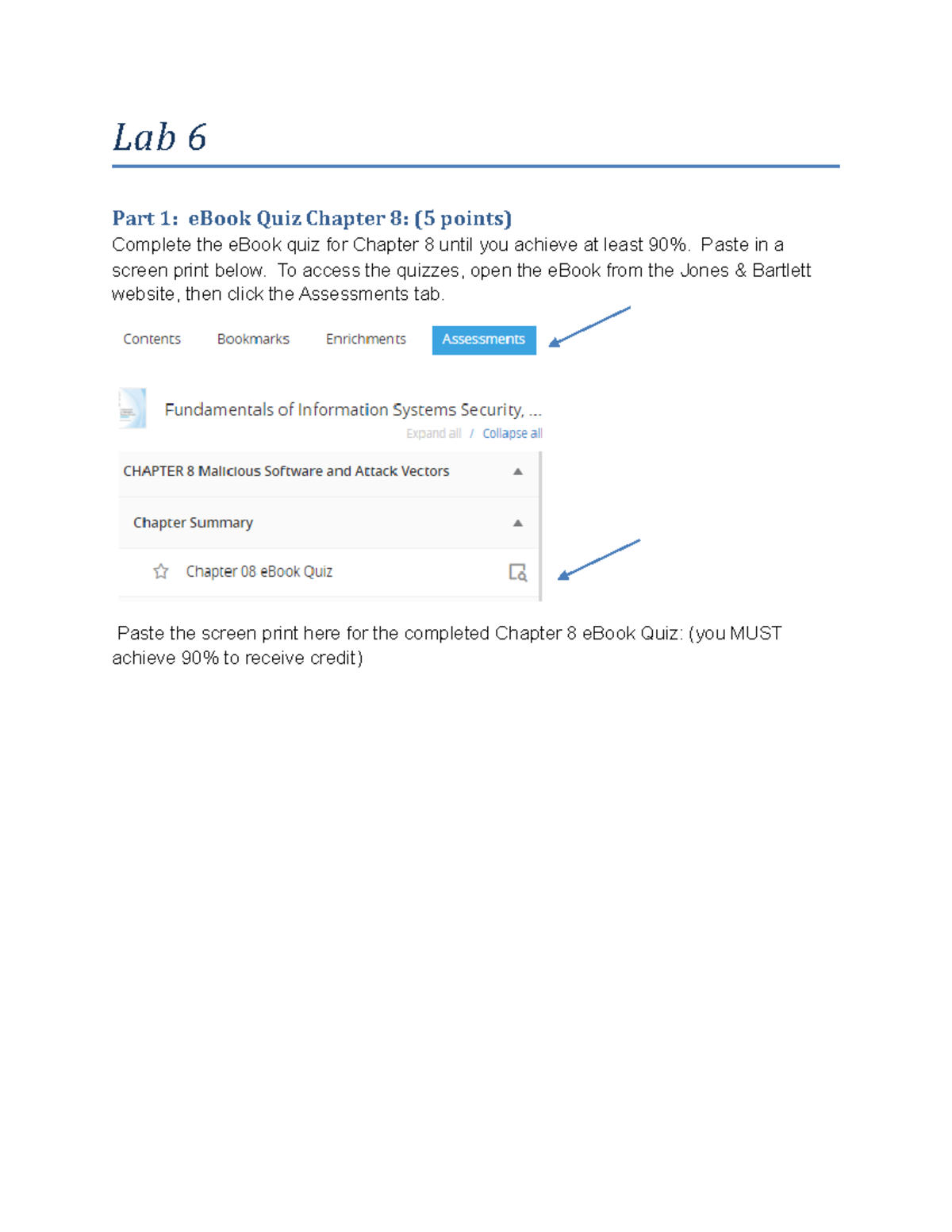 Lab 6 Instructions - Information on IT - Lab 6 Part 1: eBook Quiz ...