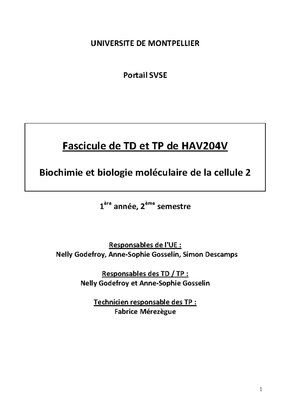 Polycop TD TP HAV204V 2021-2022 Final - UNIVERSITE DE MONTPELLIER Portail SVSE Fascicule de TD ...