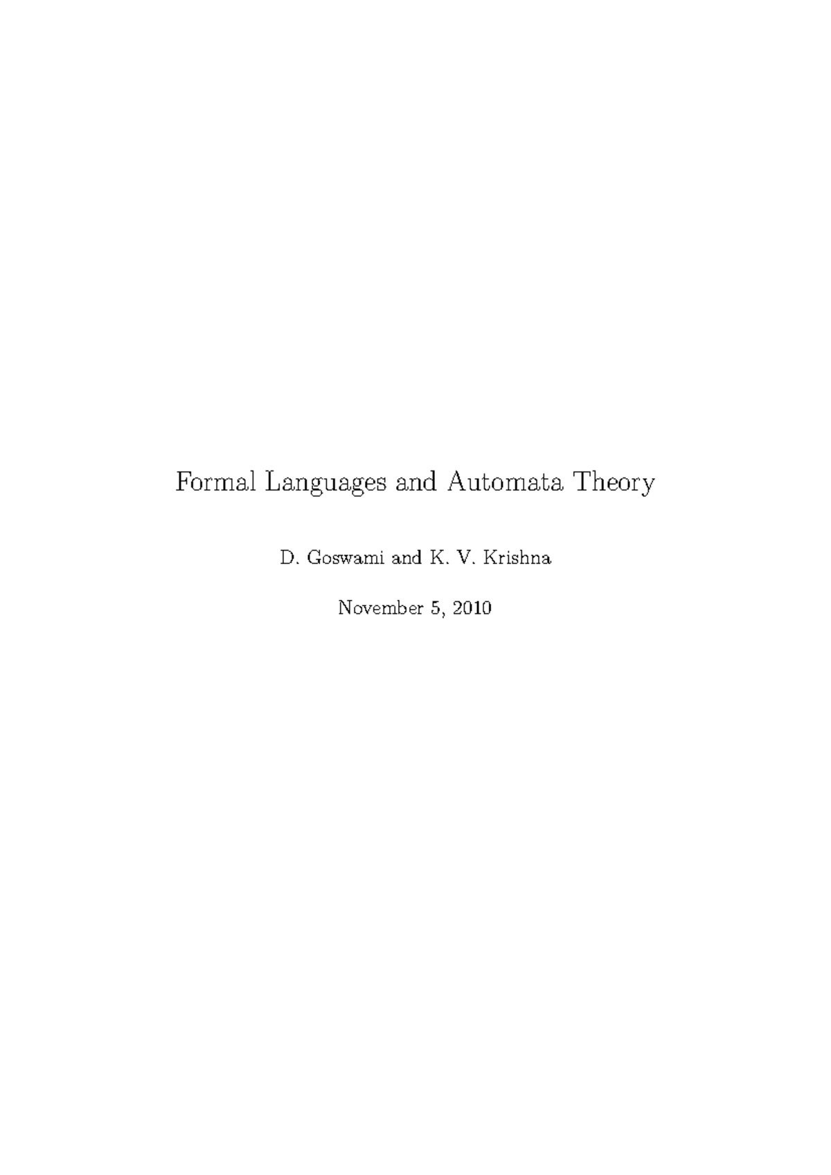 Formal Languages And Automata Theory Lecture Notes Iit Formal