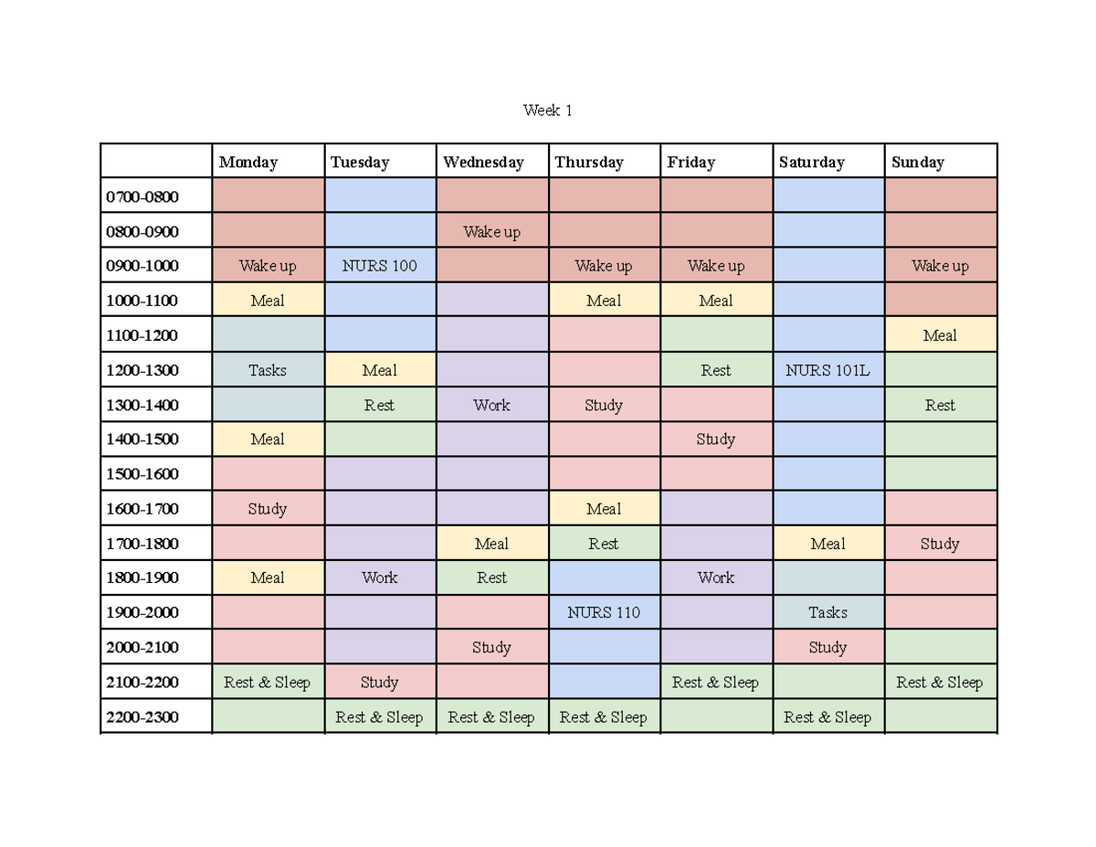 NURS 110 Calender - Calendar - Monday Tuesday Wednesday Thursday Friday ...