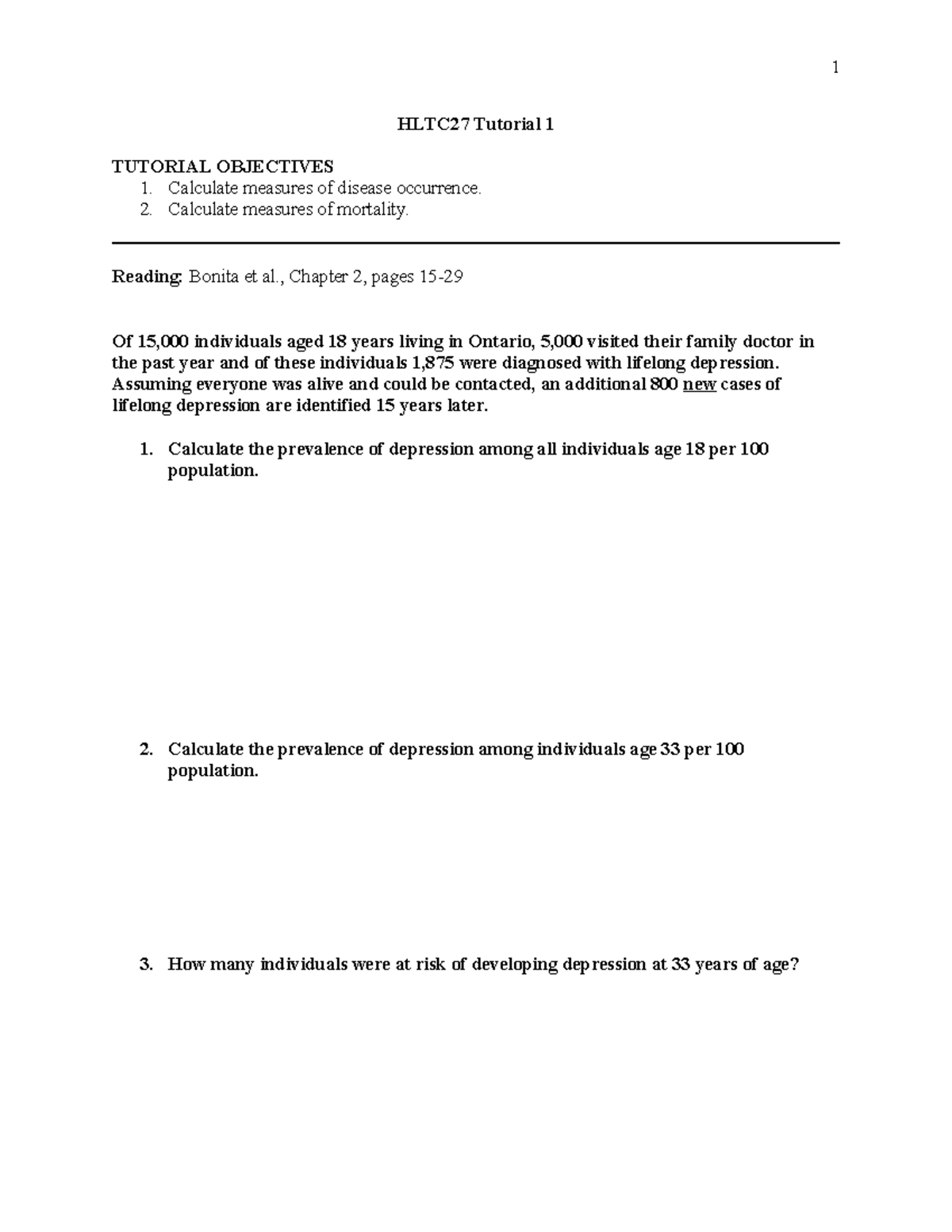 HLTC27 tutorial 1 worksheet for students - HLTC27 Tutorial 1 TUTORIAL OBJECTIVES Calculate ...