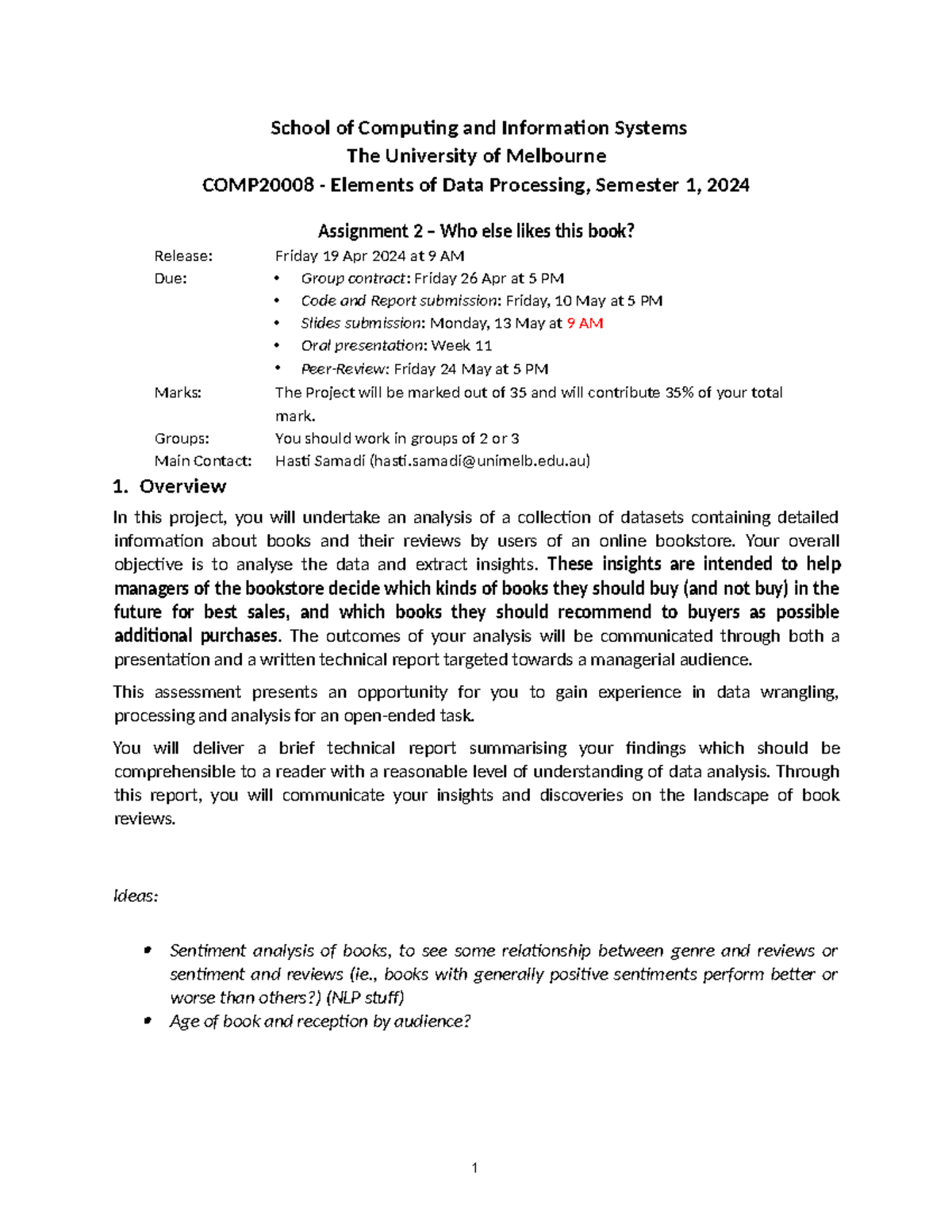 Assignment 2 2024 - School of Computing and Information Systems The University of Melbourne ...