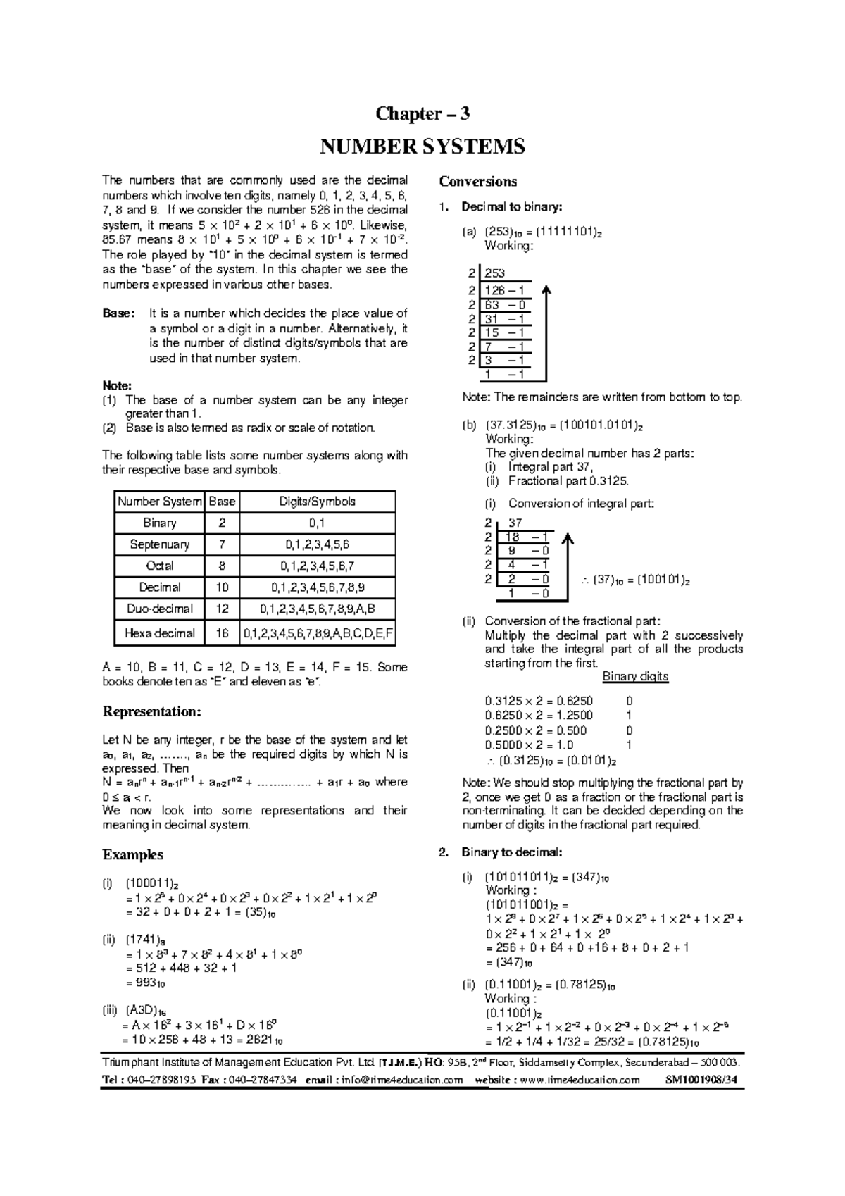 Chapter-3 Number Systems - Triumphant Institute of Management Education ...
