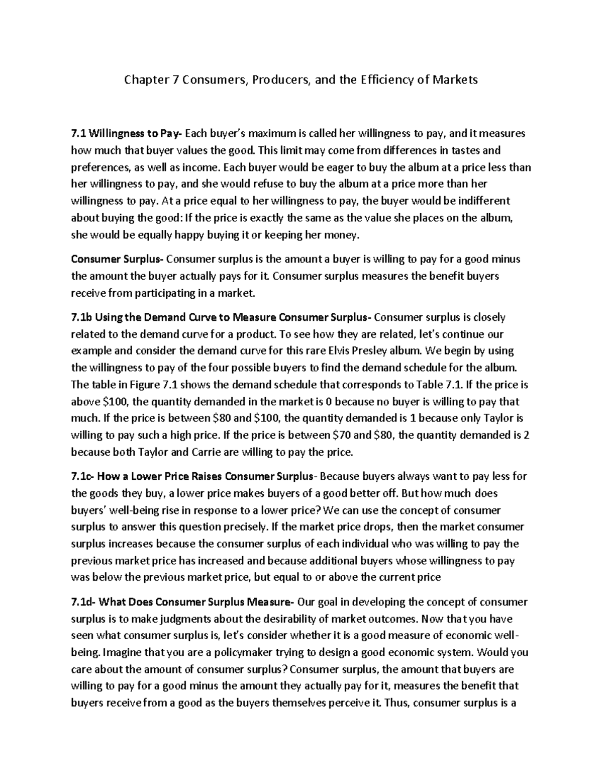 ECON 247 Lesson 4 - Chapter 7 Consumers, Producers, and the Efficiency ...