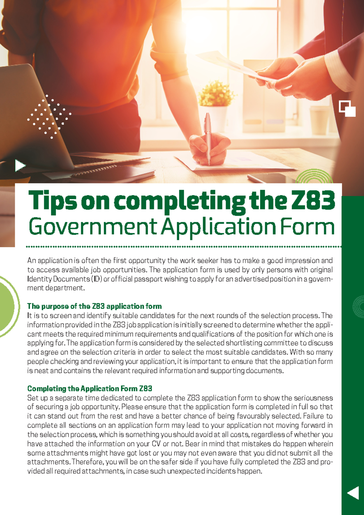 Tips on how to complete Z83 application form for employment in Public Service - Tips on ...