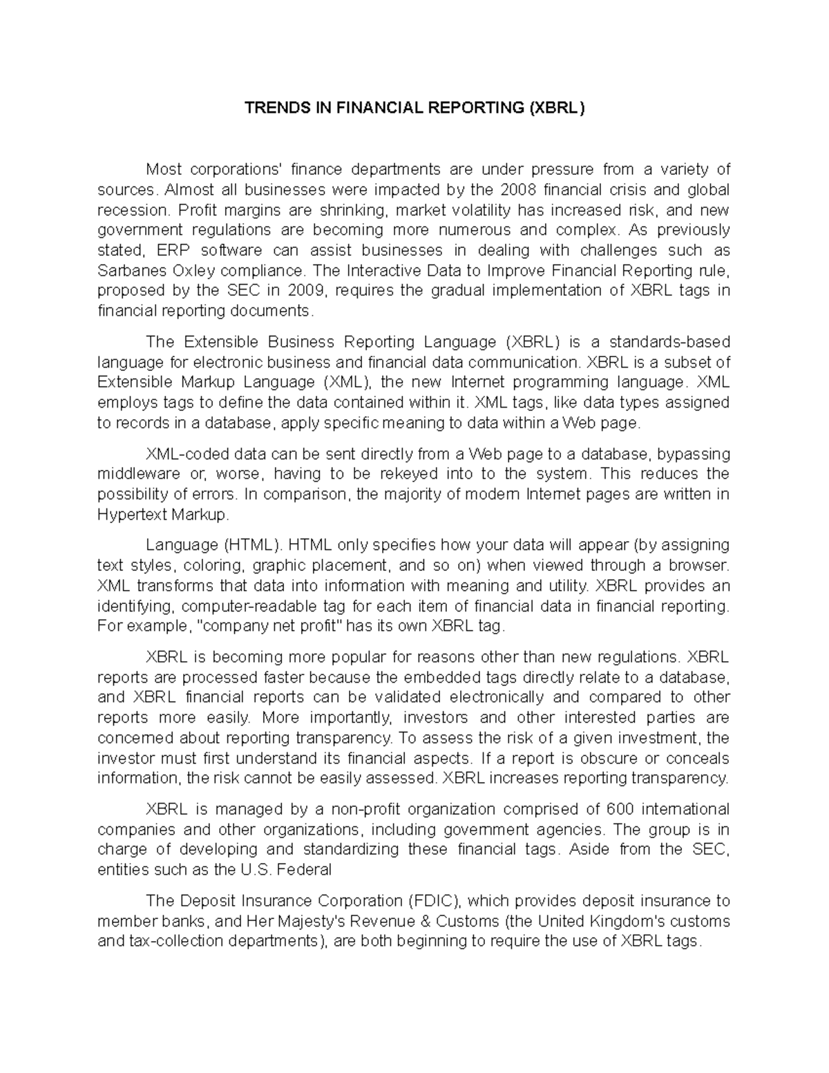 Lesson 2 Trends IN Financial Reporting - TRENDS IN FINANCIAL REPORTING ...