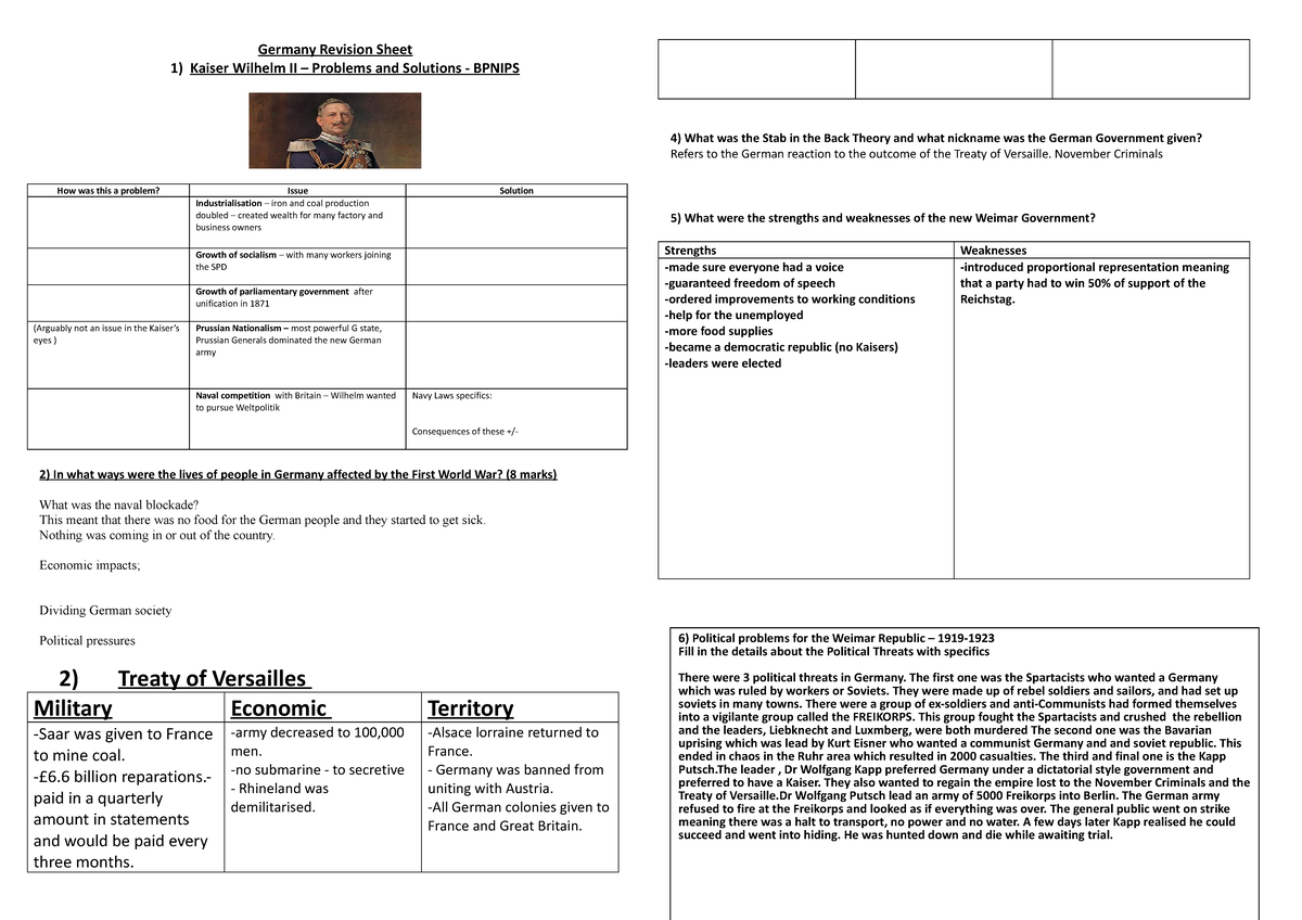 Germany A3 revision prompt sheet L1-Golden Yrs 1 - Germany Revision ...