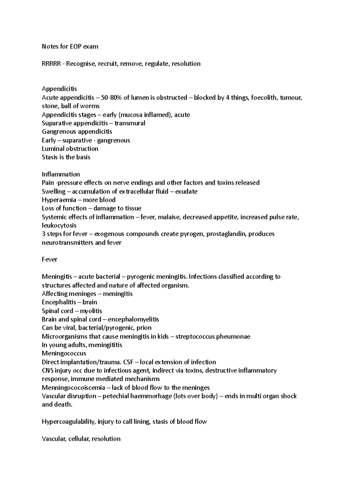 Notes for EOP exam - Notes for EOP exam RRRRR - Recognise, recruit ...