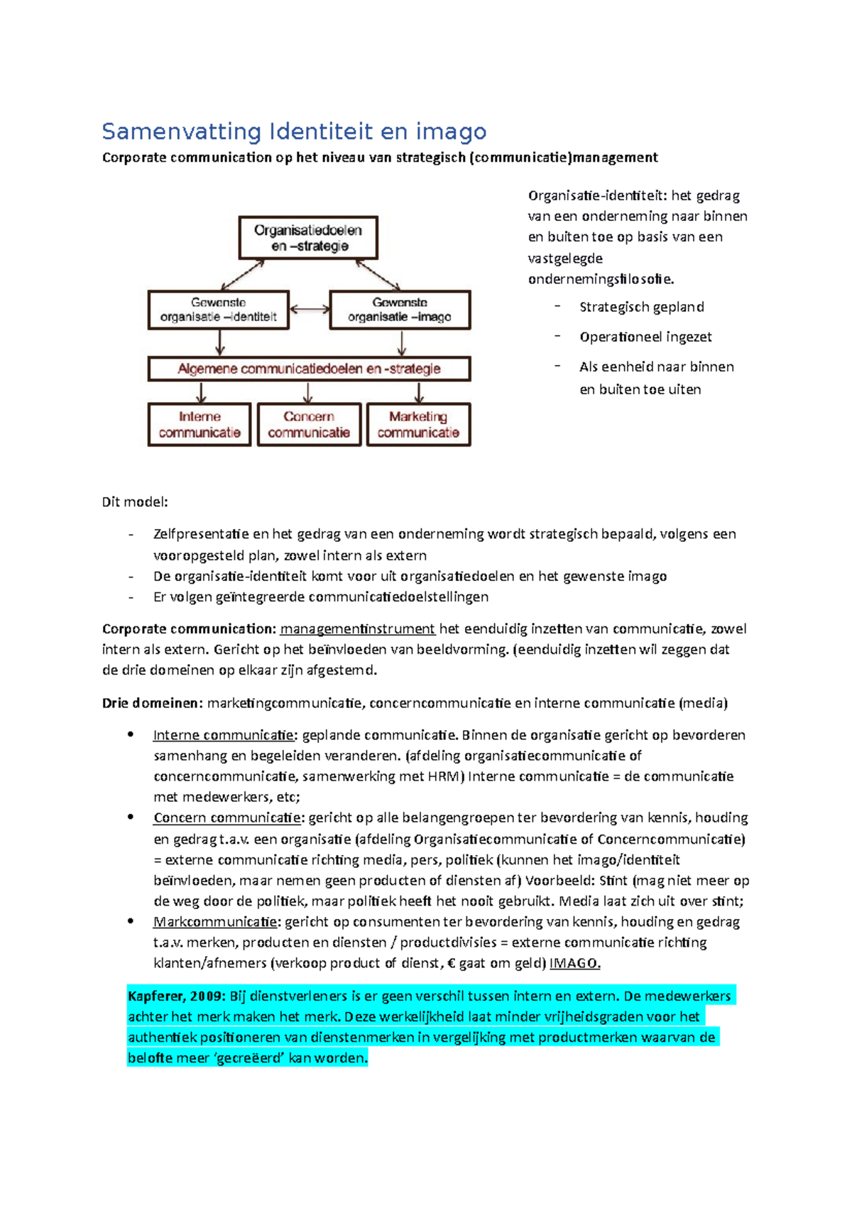 Samenvatting Identiteit en imago Erika - Samenvatting Identiteit en ...