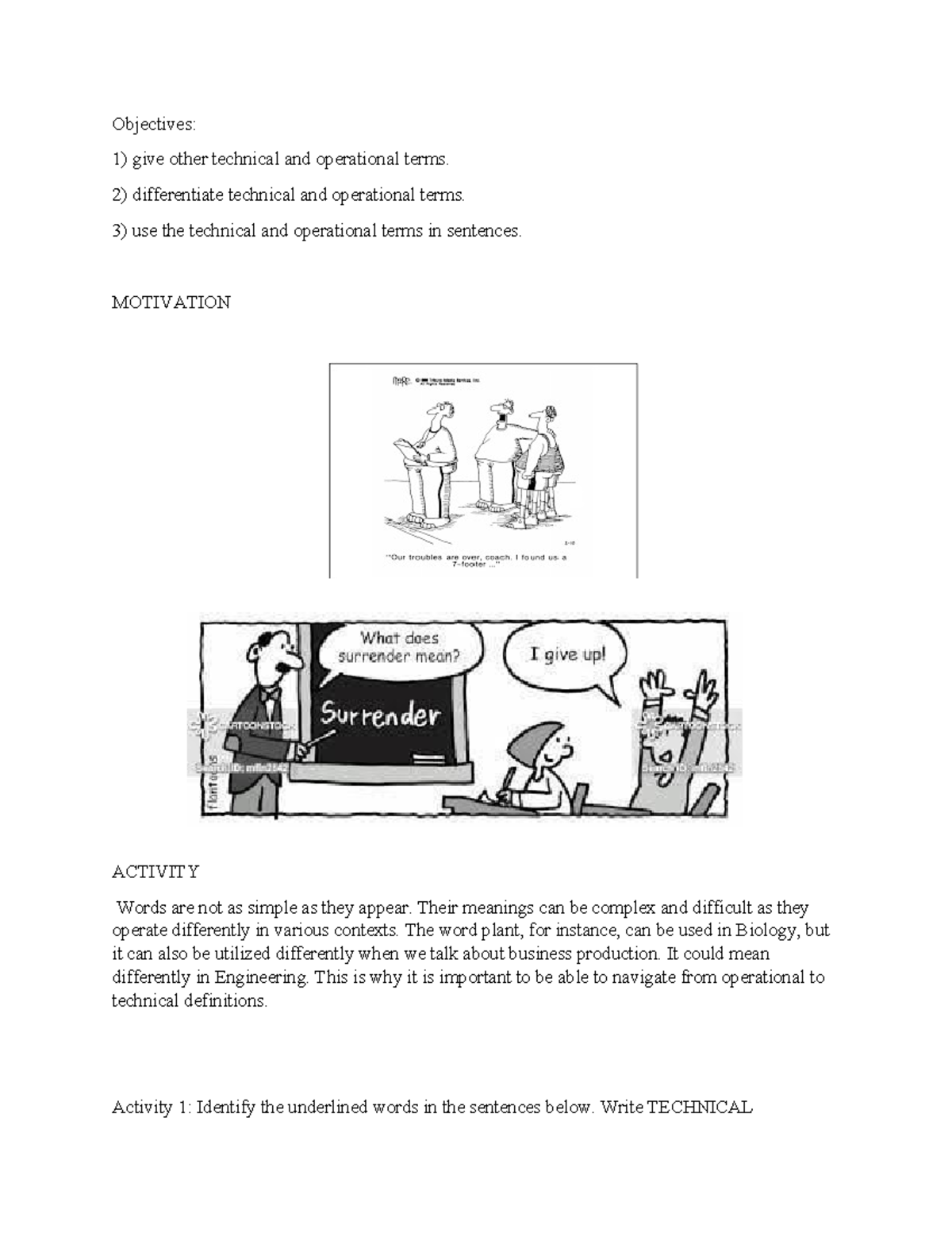 Basis - notes - Objectives: give other technical and operational terms ...