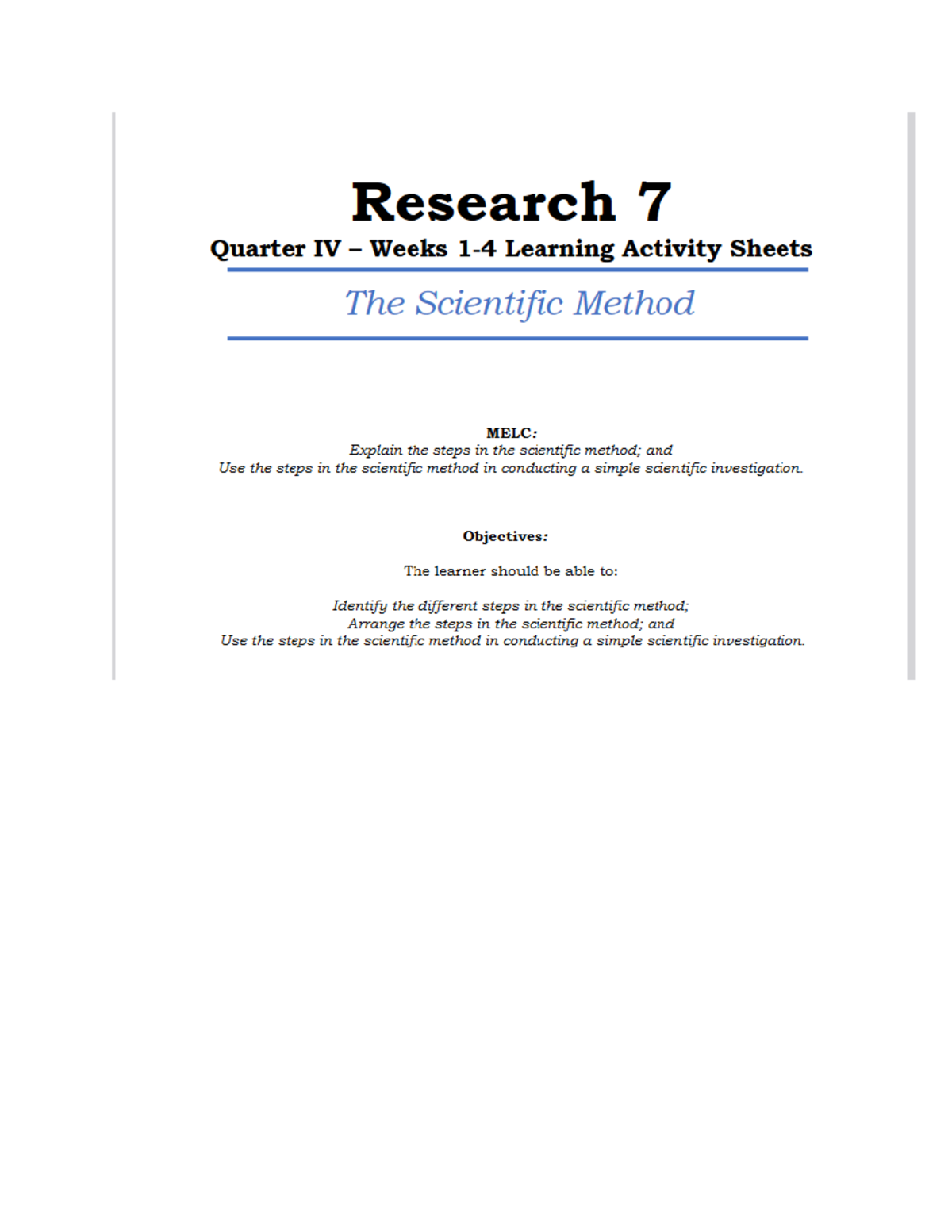Week-1-4 The-Scientific-Method - Method of Research - Studocu