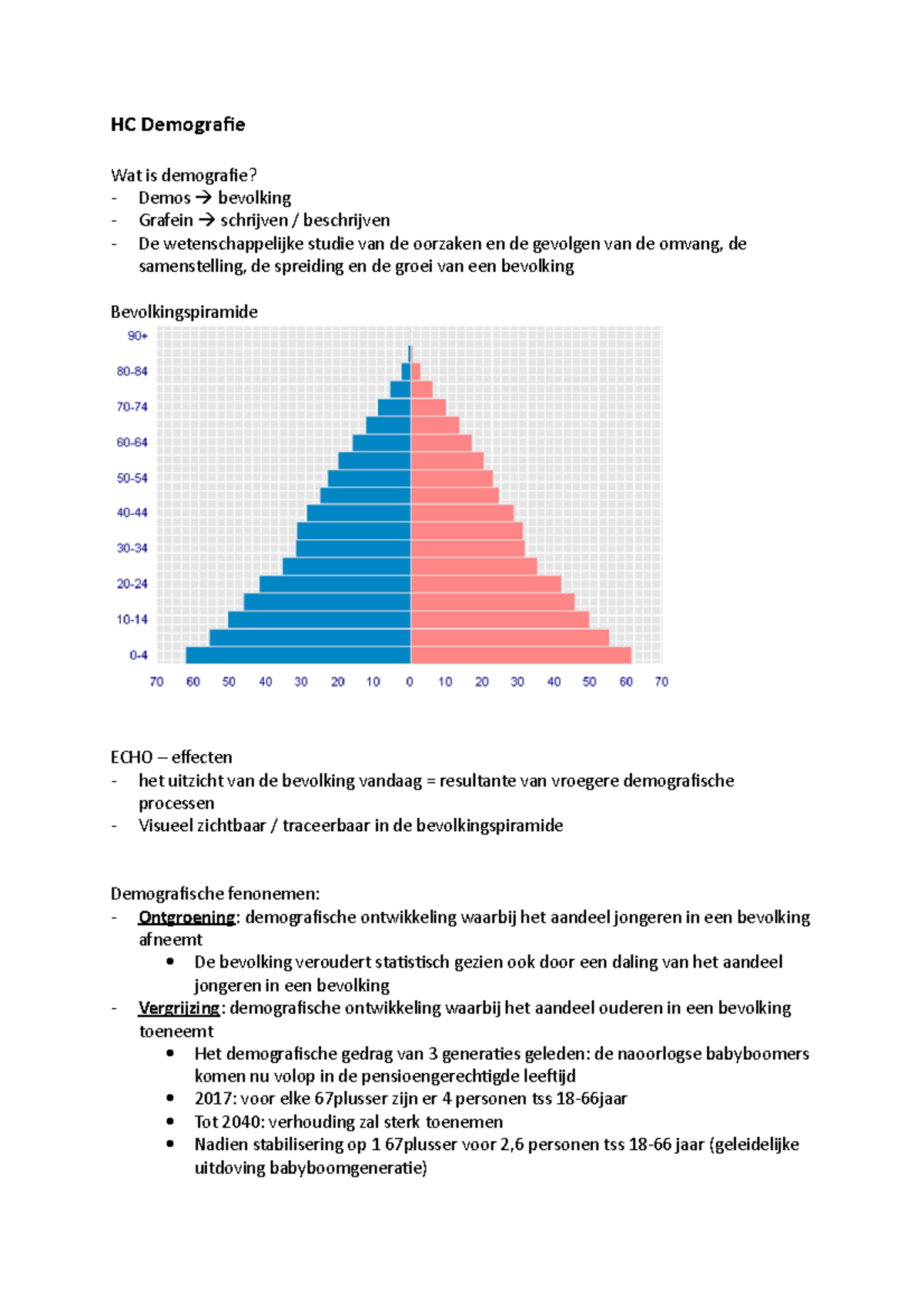HC Demografie - blok 4 - HC Demograie Wat is demograie? Demos bevolking ...