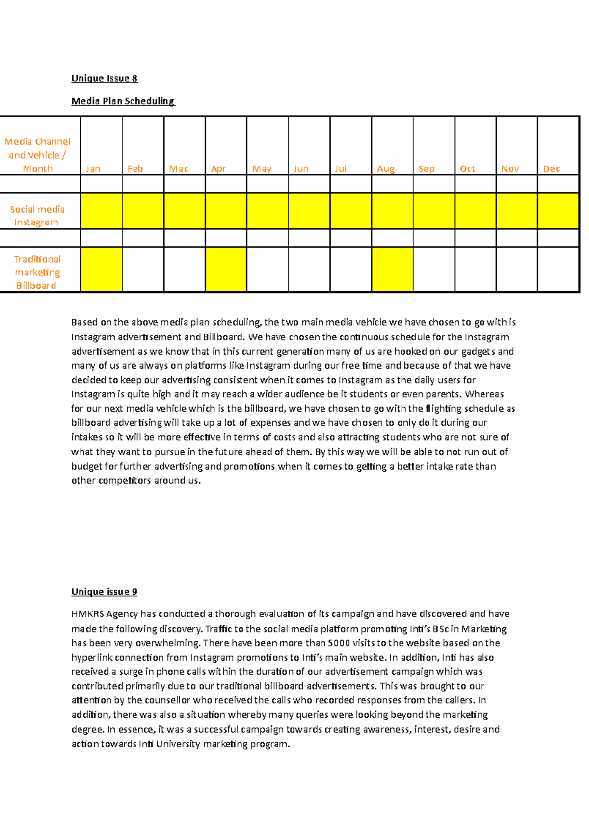 Unique Issue 8 and 9 - assignment as part of the subject - Unique Issue ...
