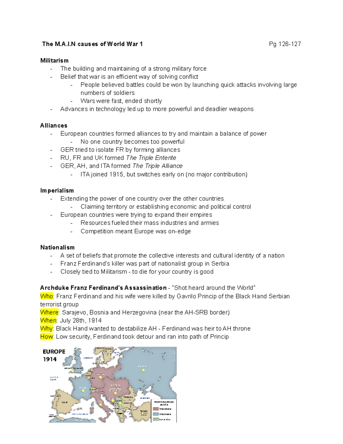 01.WW1 - Causes and Sides - The M.A.I causes of World War 1 Pg 126 ...