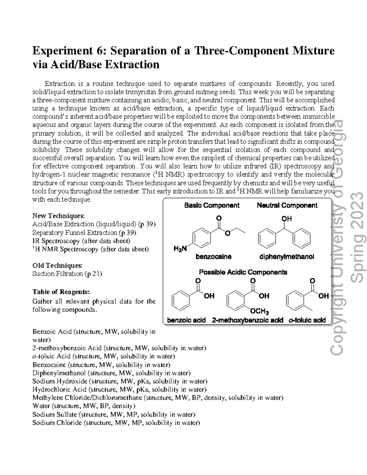 CHEM 2211L Experiment 6 - Separation of a Three-Component Mixture - Experiment 6: Separation of ...
