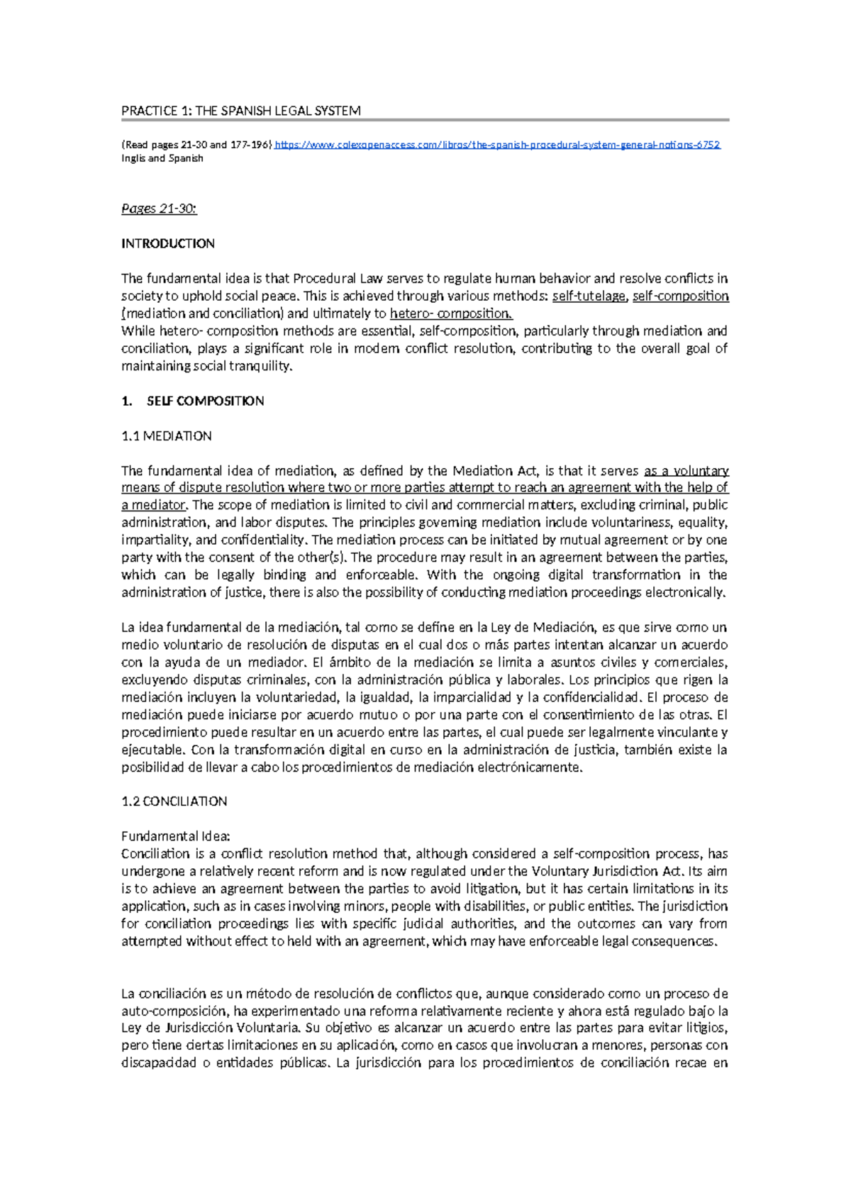 Practice 1. The spanish legal system - PRACTICE 1: THE SPANISH LEGAL ...