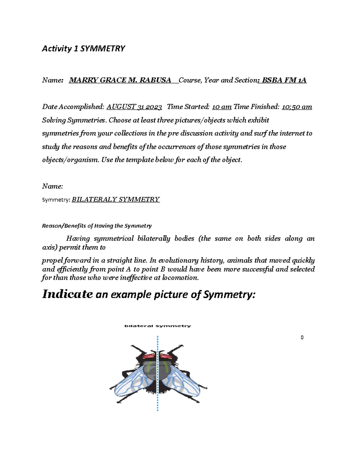 Activity-1- Symmetry-mg - Activity 1 SYMMETRY Name: MARRY GRACE M ...