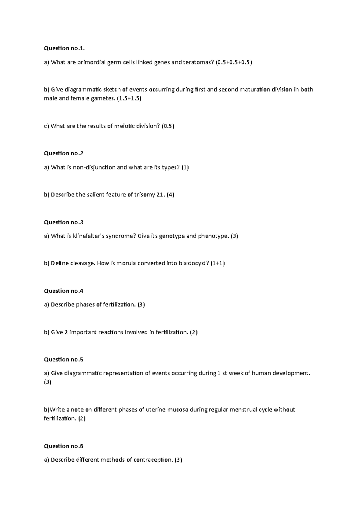 embryology questions - Question no.1) What are primordial germ cells ...