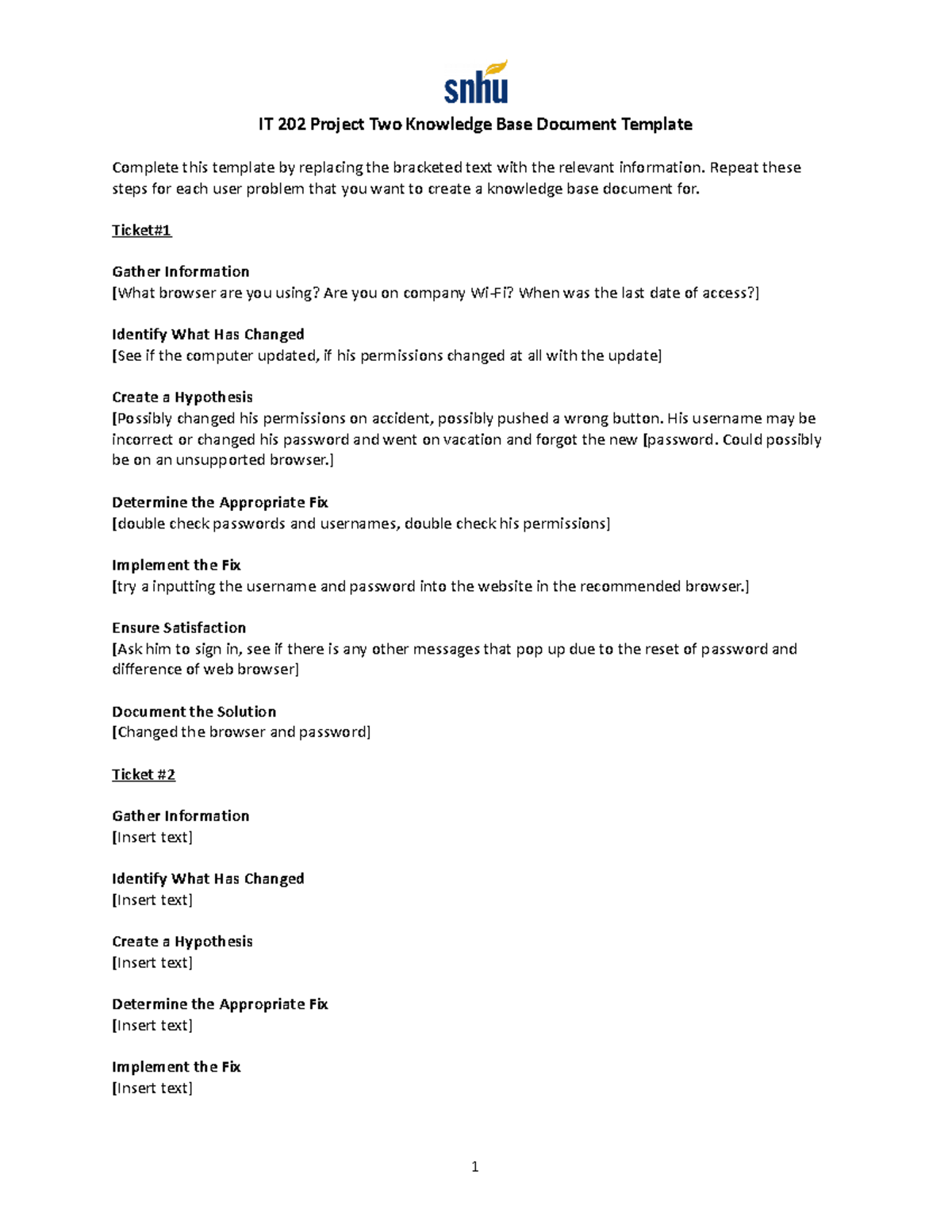 IT 202 Project Two Knowledge Base Document Template - Repeat these ...