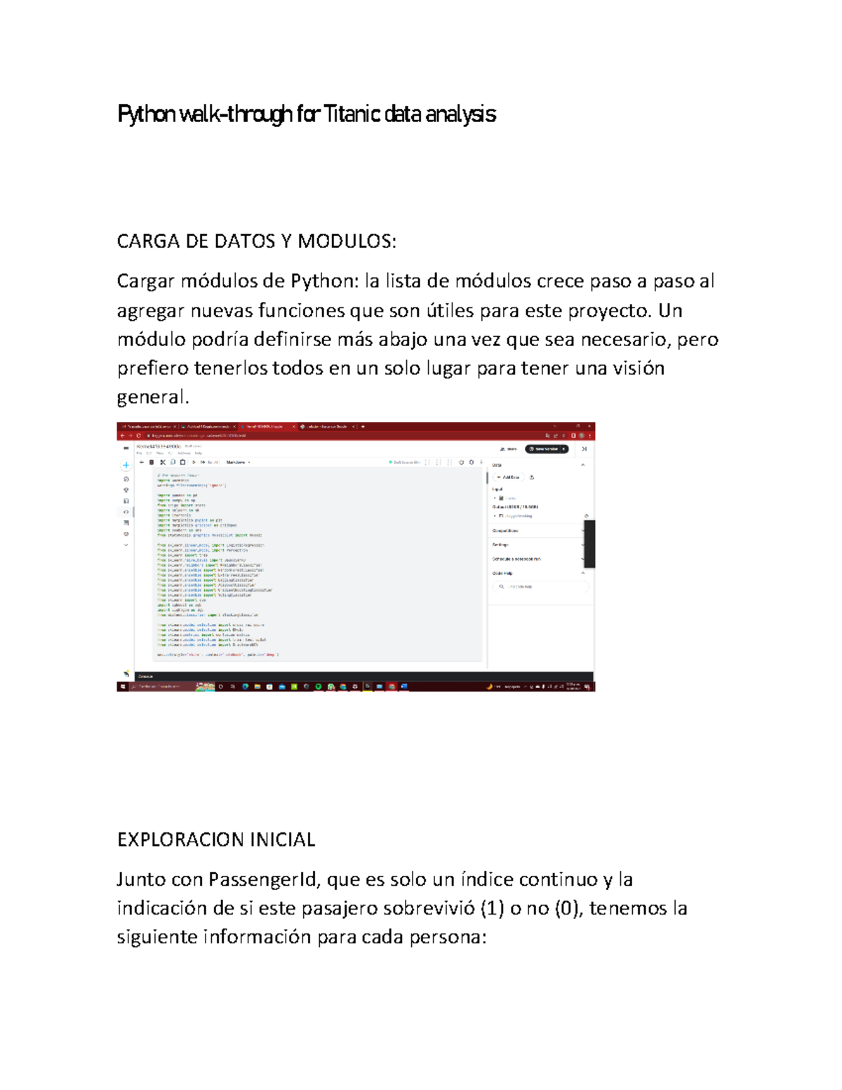 Kaggle - NOTAS - Python walk-through for Titanic data analysis CARGA DE DATOS Y MODULOS: Cargar ...
