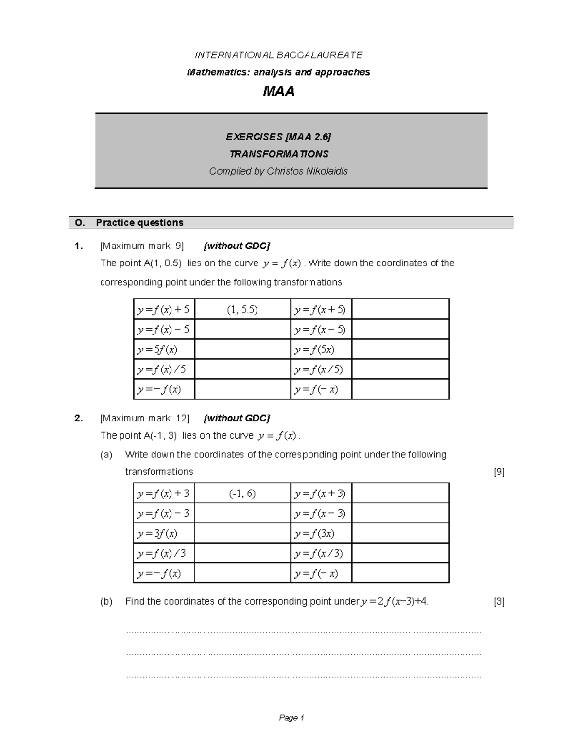 [MAA 2.6] Transformations - INTERNATIONAL BACCALAUREATE Mathematics ...