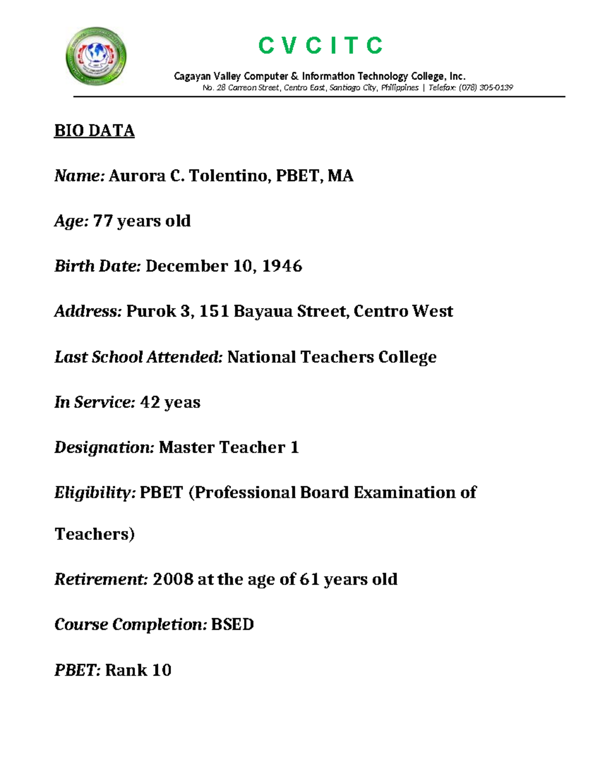 Interview - hehe - Cagayan Valley Computer & Information Technology ...