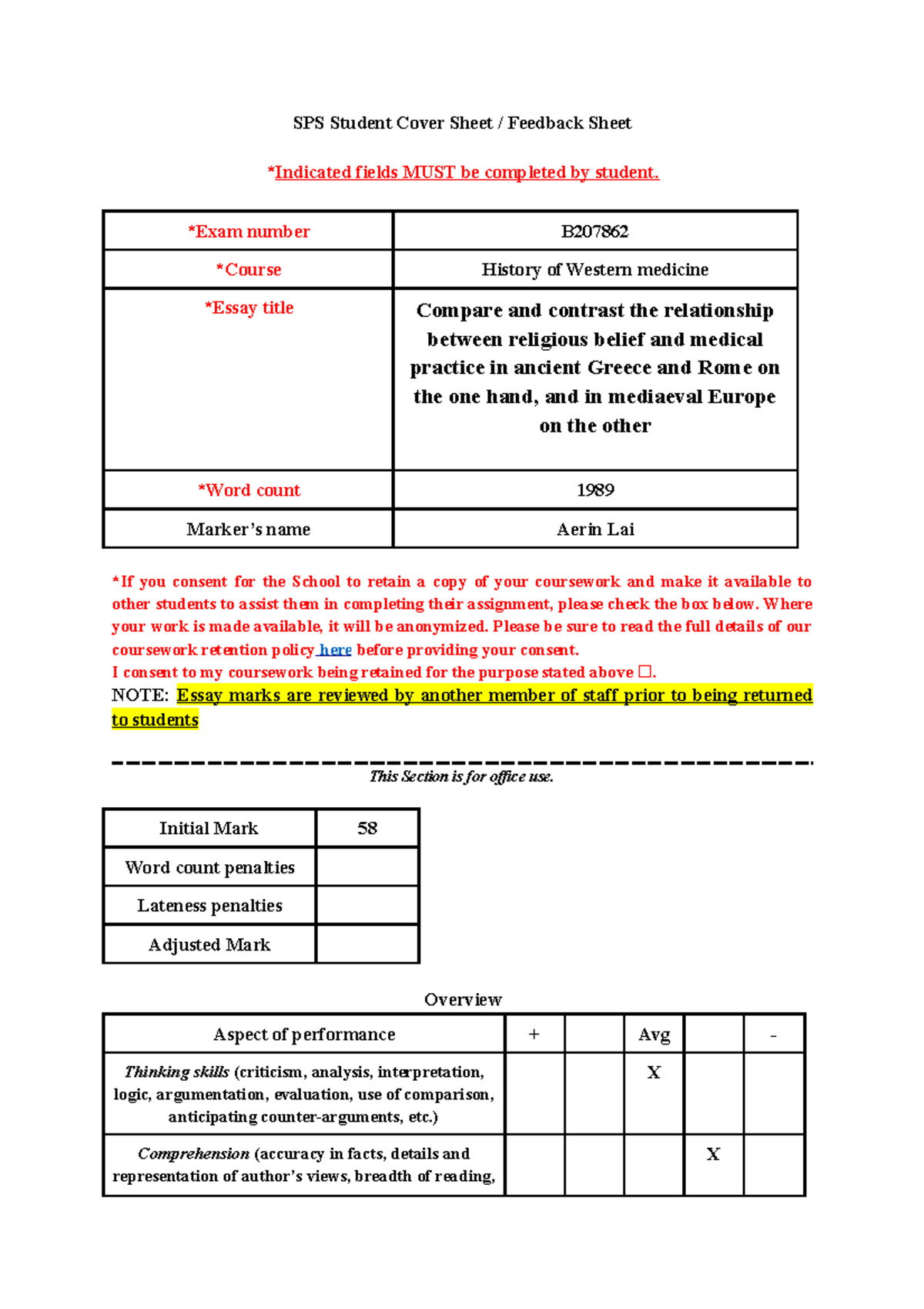 History essay compare and contrast - SPS Student Cover Sheet / Feedback ...