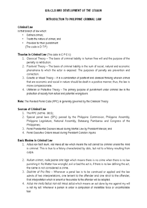 Crim Law 1 Reviewer - BOOK 1 CRIMINAL LAW - Criminal Law 1 The REVISED ...