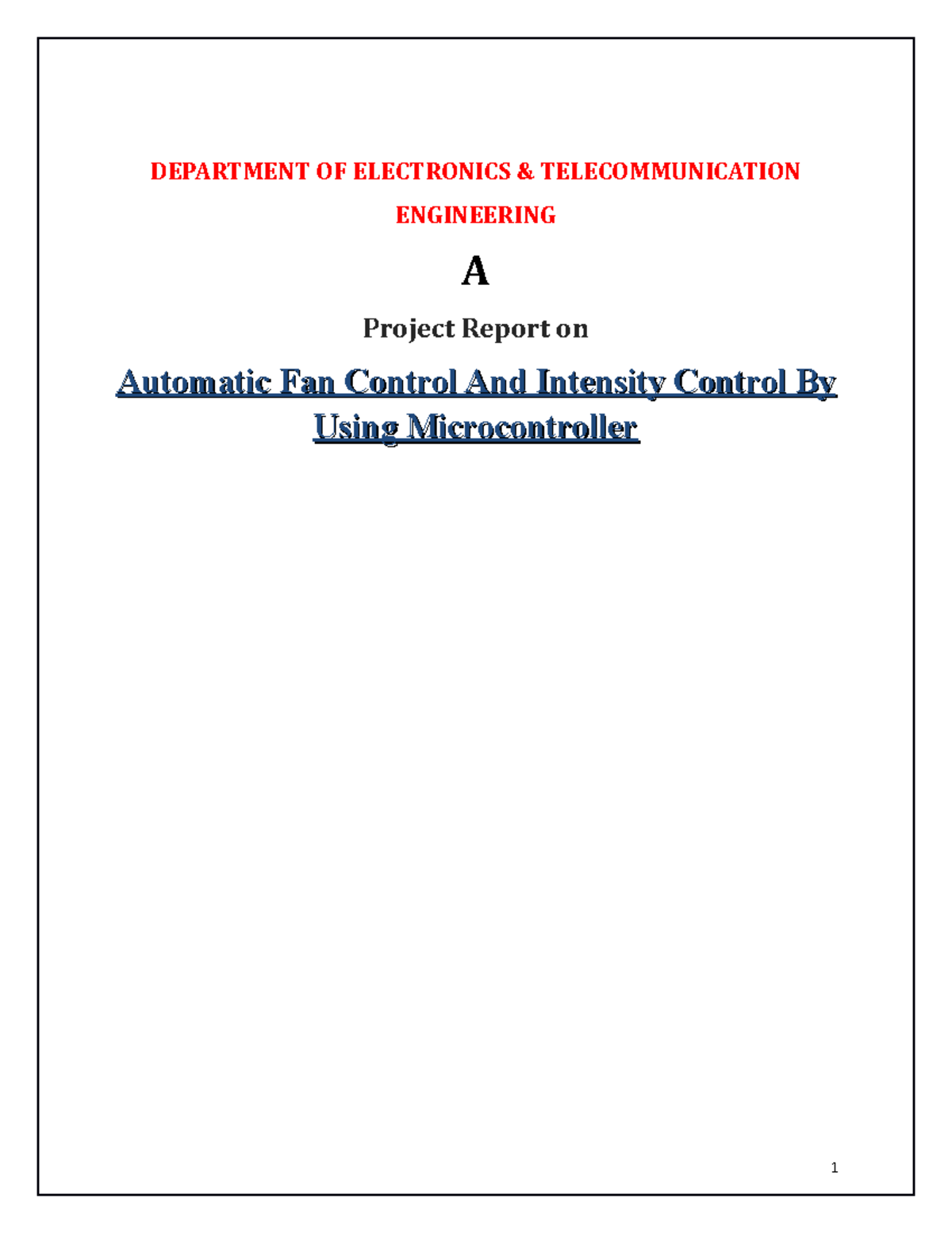 Automatic Fan Control and Intensity Control by using Microcontroller ...