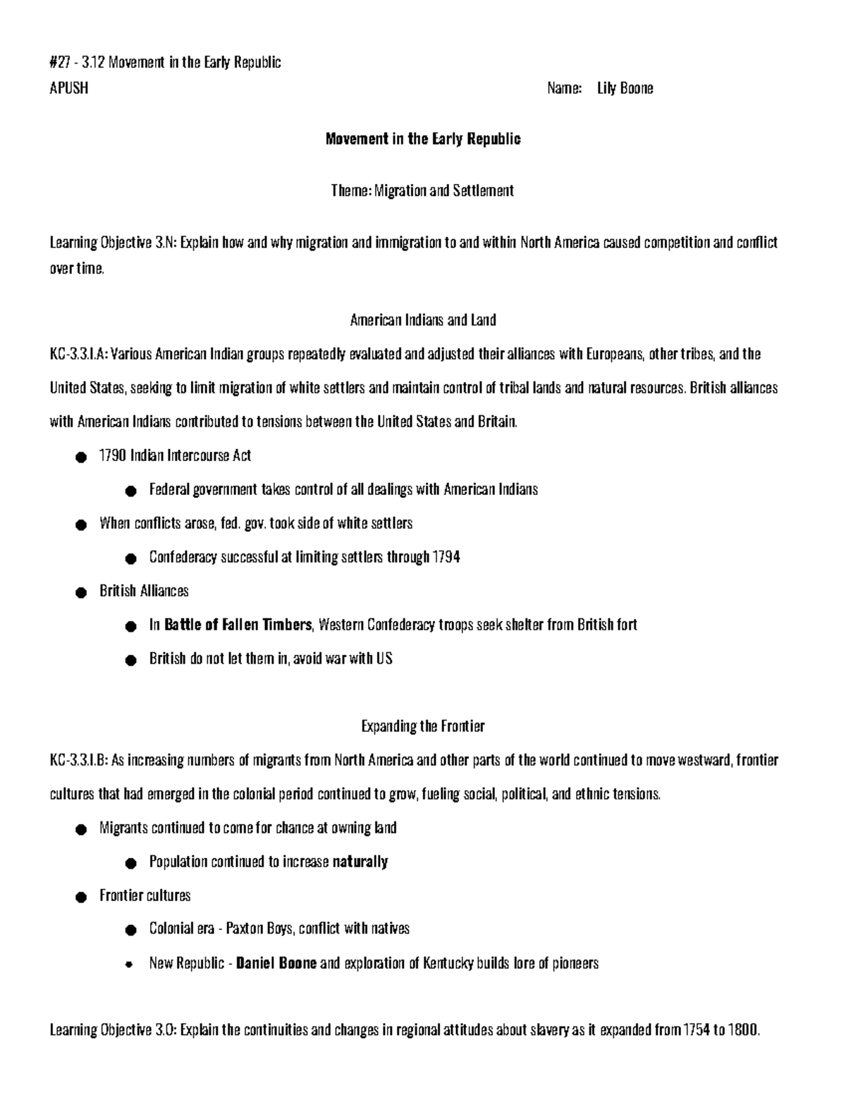 3.12 Movement in the Early Republic- Boone - APUSH Name: Lily Boone ...