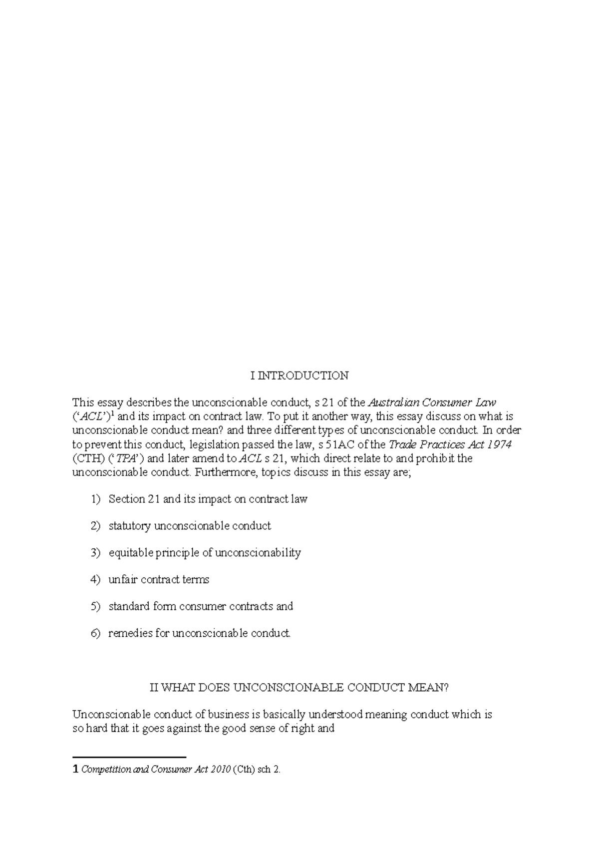 unconscionable conduct - To put it another way, this essay discuss on ...