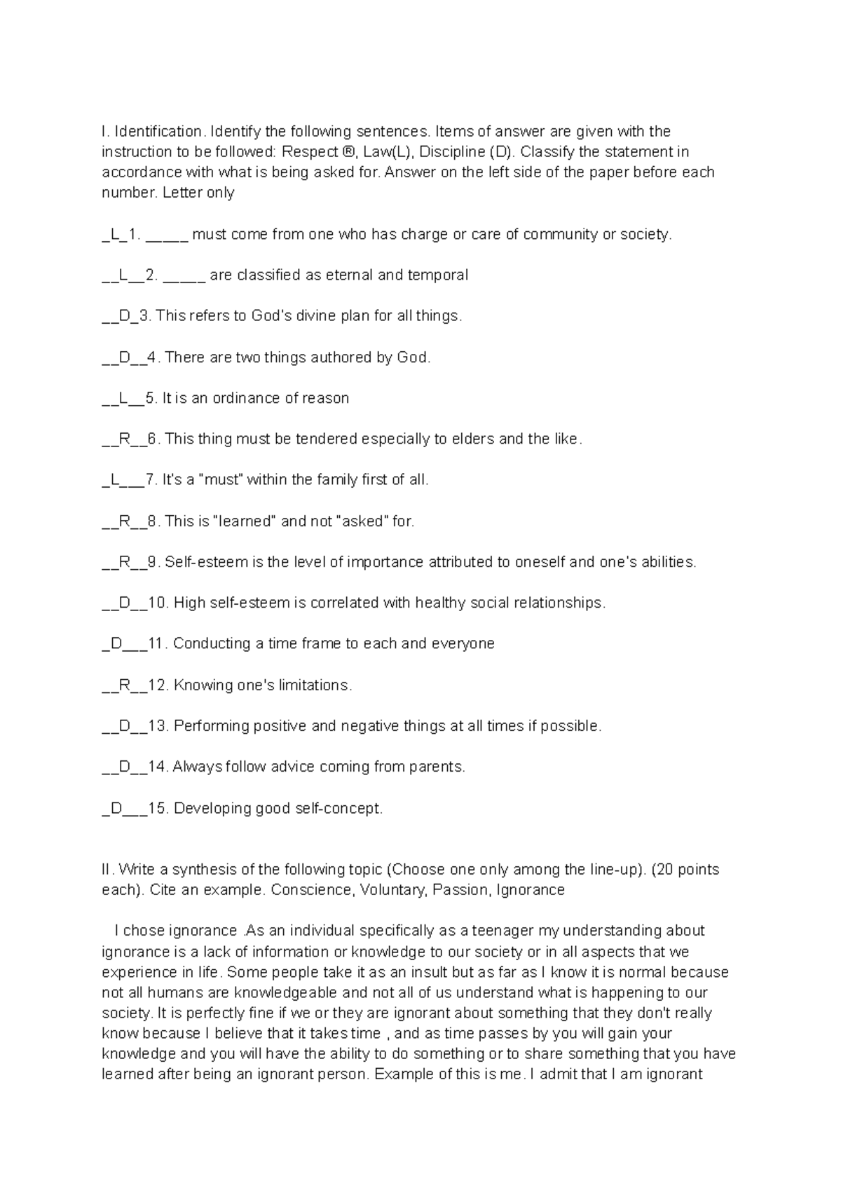 Untitled document - Practice Questions with answers - I. Identification ...