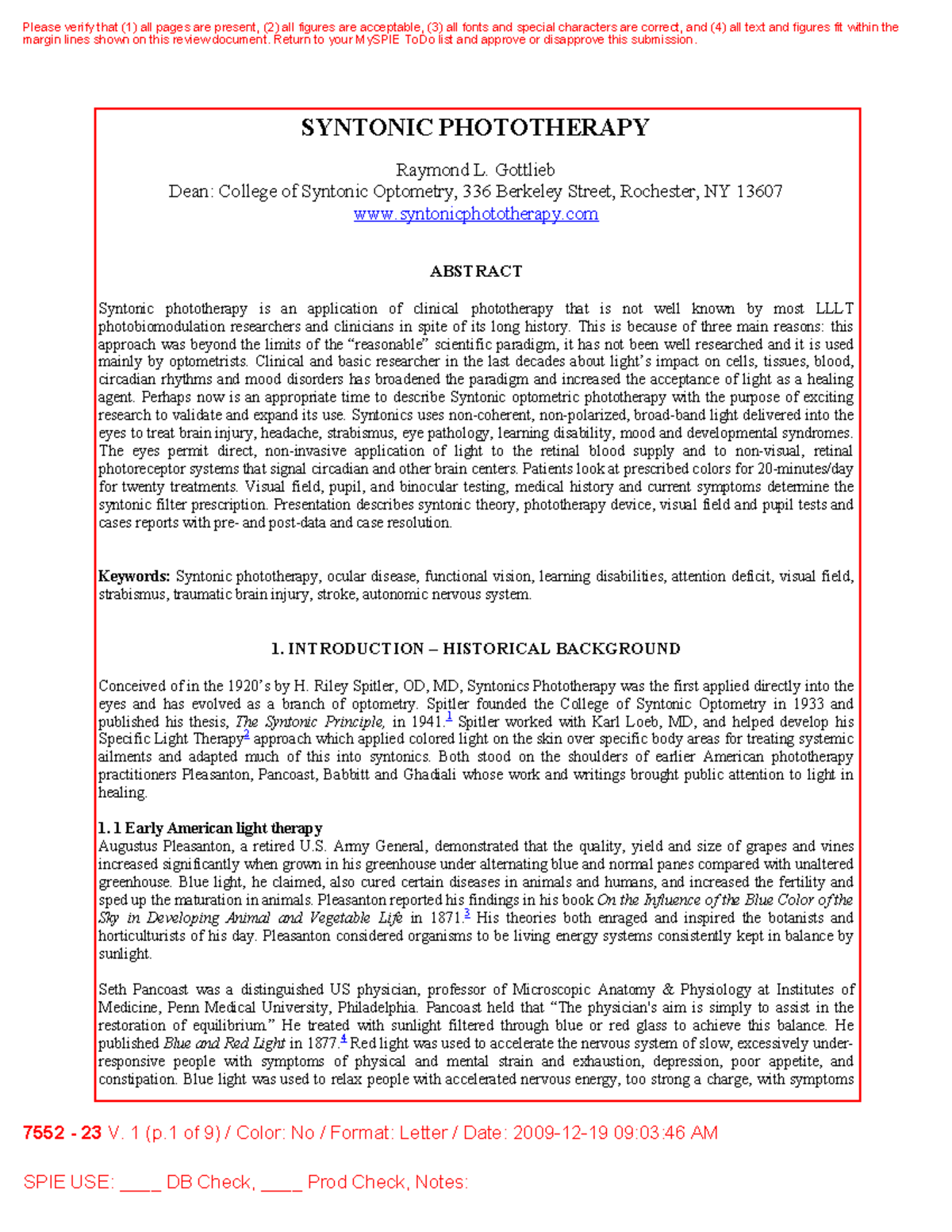 Syntonic Phototherapy - Clínica De Optometría - IPN - Studocu