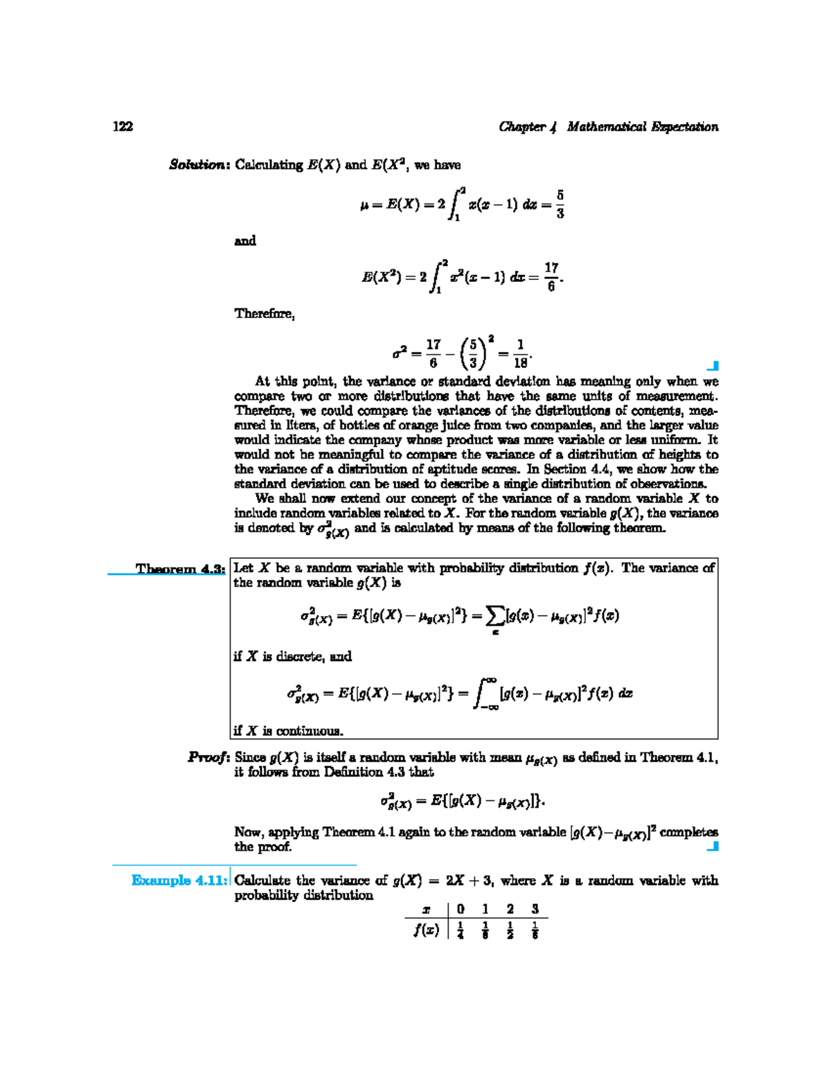 Ch5-6 - Ch5-6 - 122 Chapter 4 Mathematical Expectation Solution: Calculating E(X) and E(X2, we ...