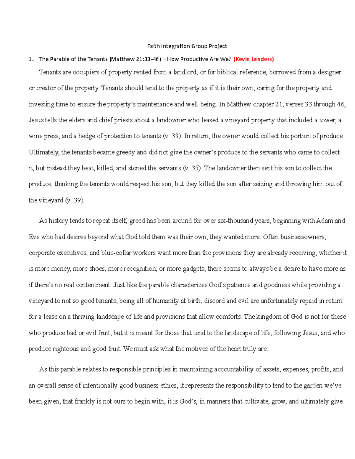 Faith Integration Group Project Landers - Faith Integration Group ...