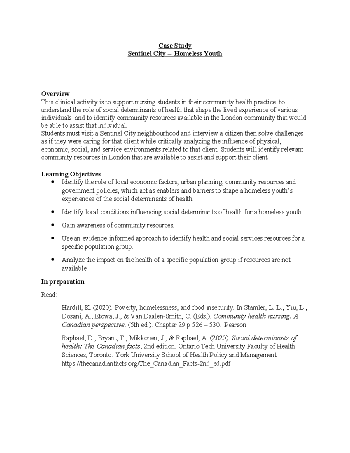 S C Case Study -Homeless Youth FW 2023 24 - Case Study Sentinel City ...