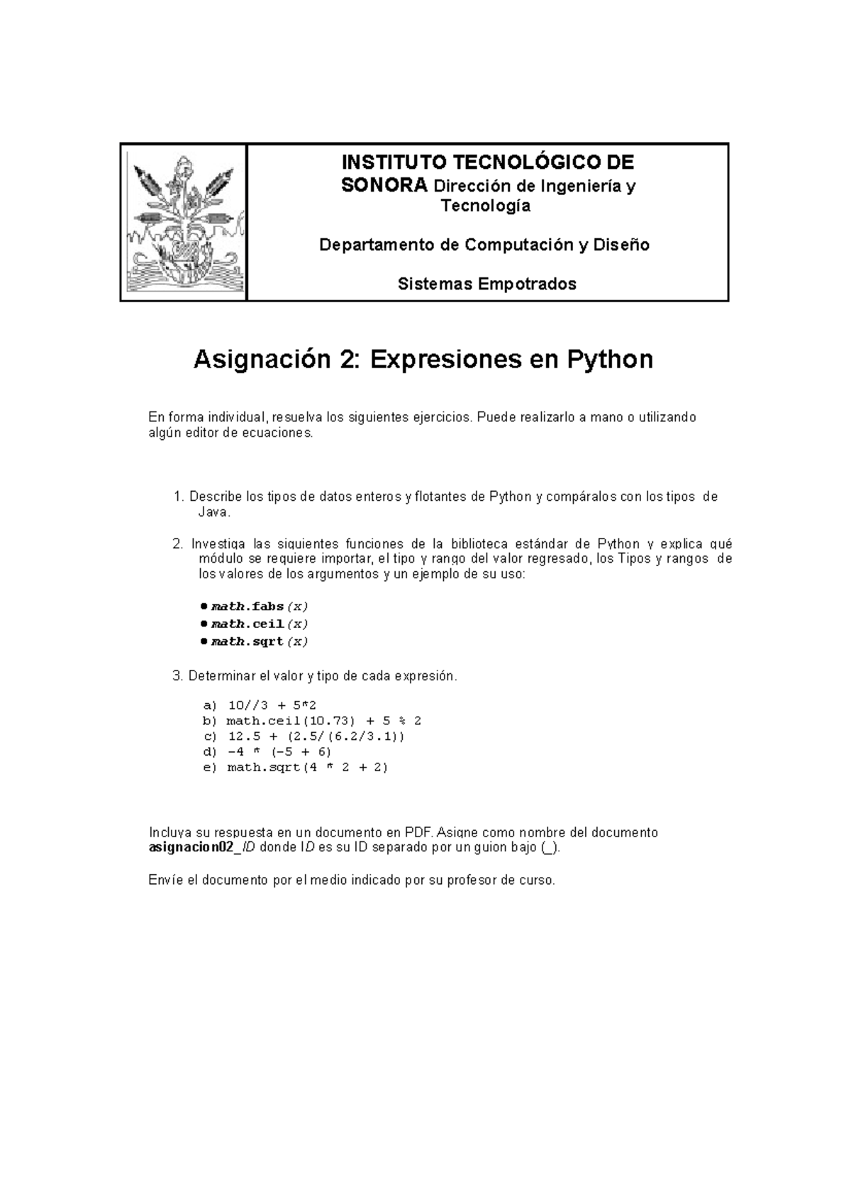 Asignacion 02 - Tipos de Datos y Expresiones en Python - INSTITUTO ...