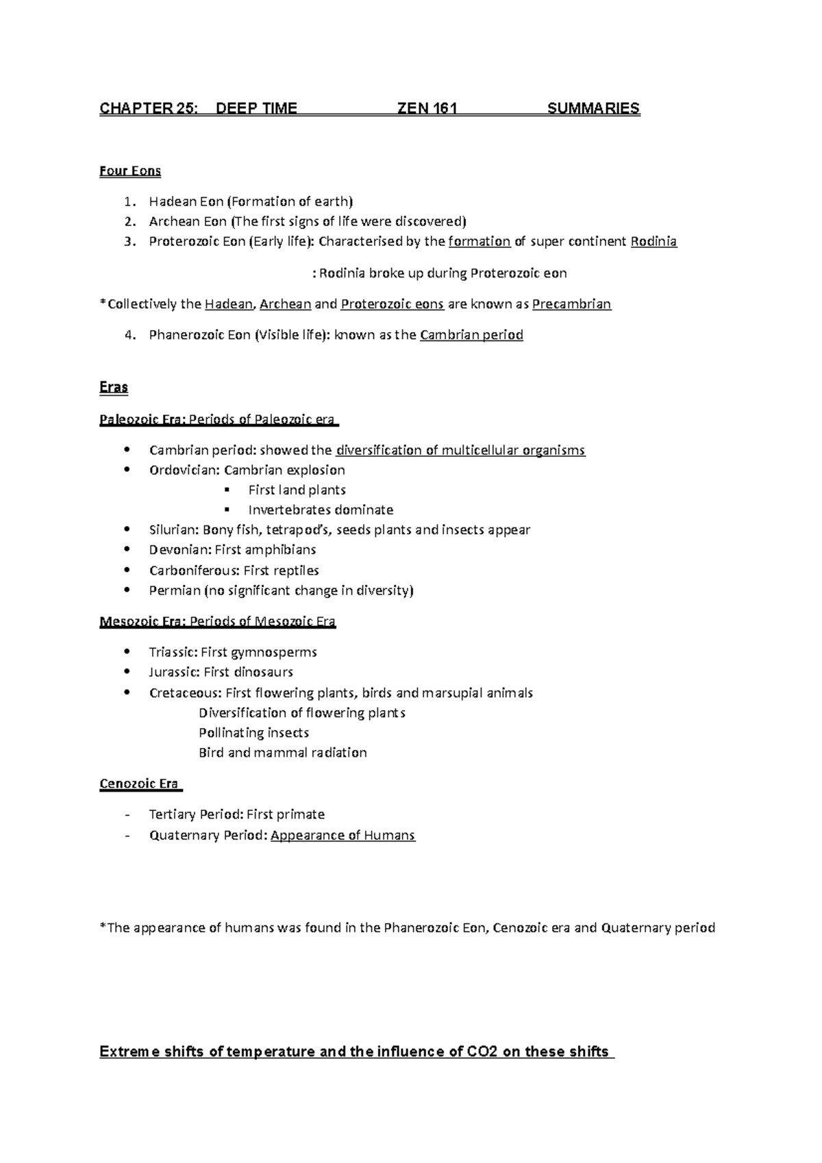 ZEN 161 Chapter 25 - ... - CHAPTER 25: DEEP TIME ZEN 161 SUMMARIES Four ...