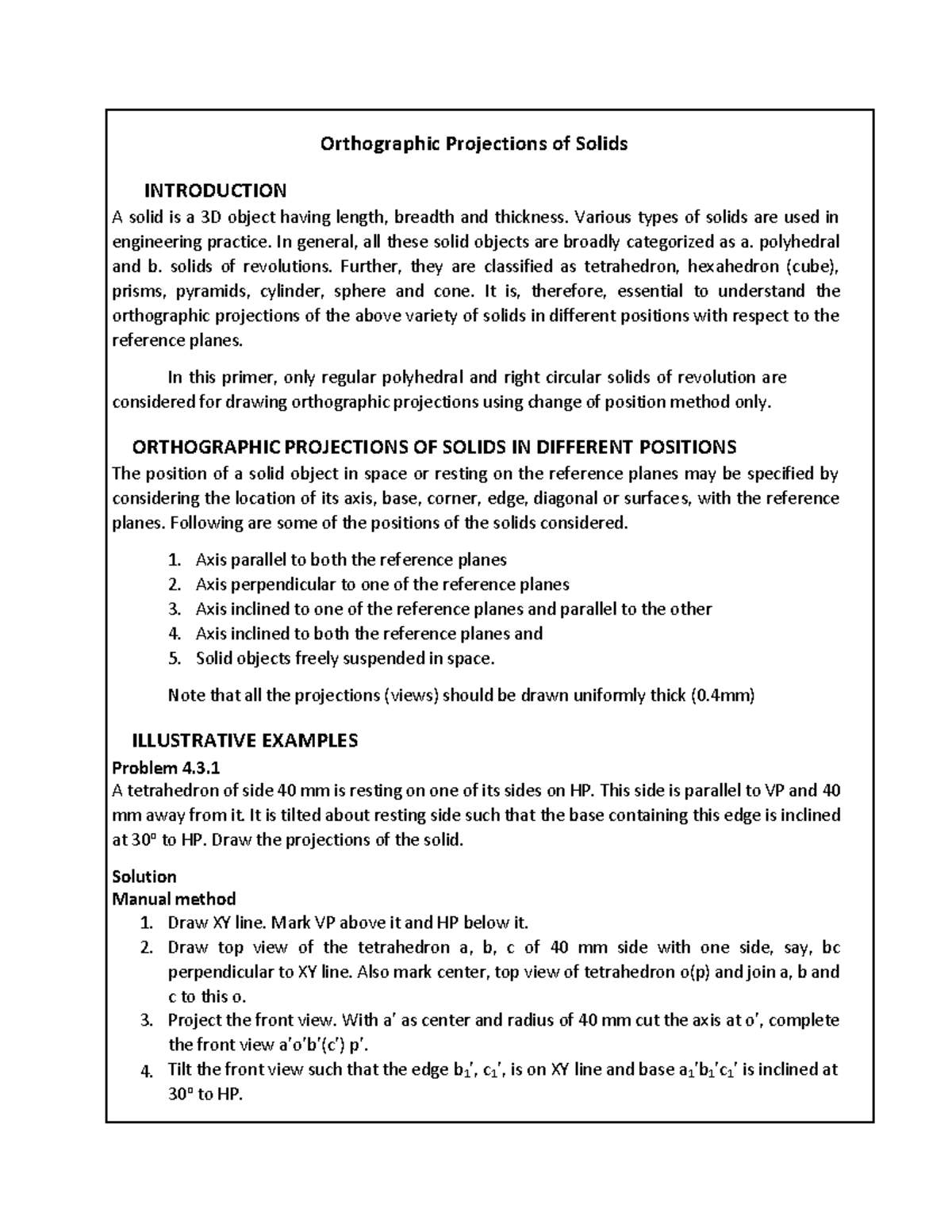 EG Projections of Solids - Orthographic Projections of Solids ...