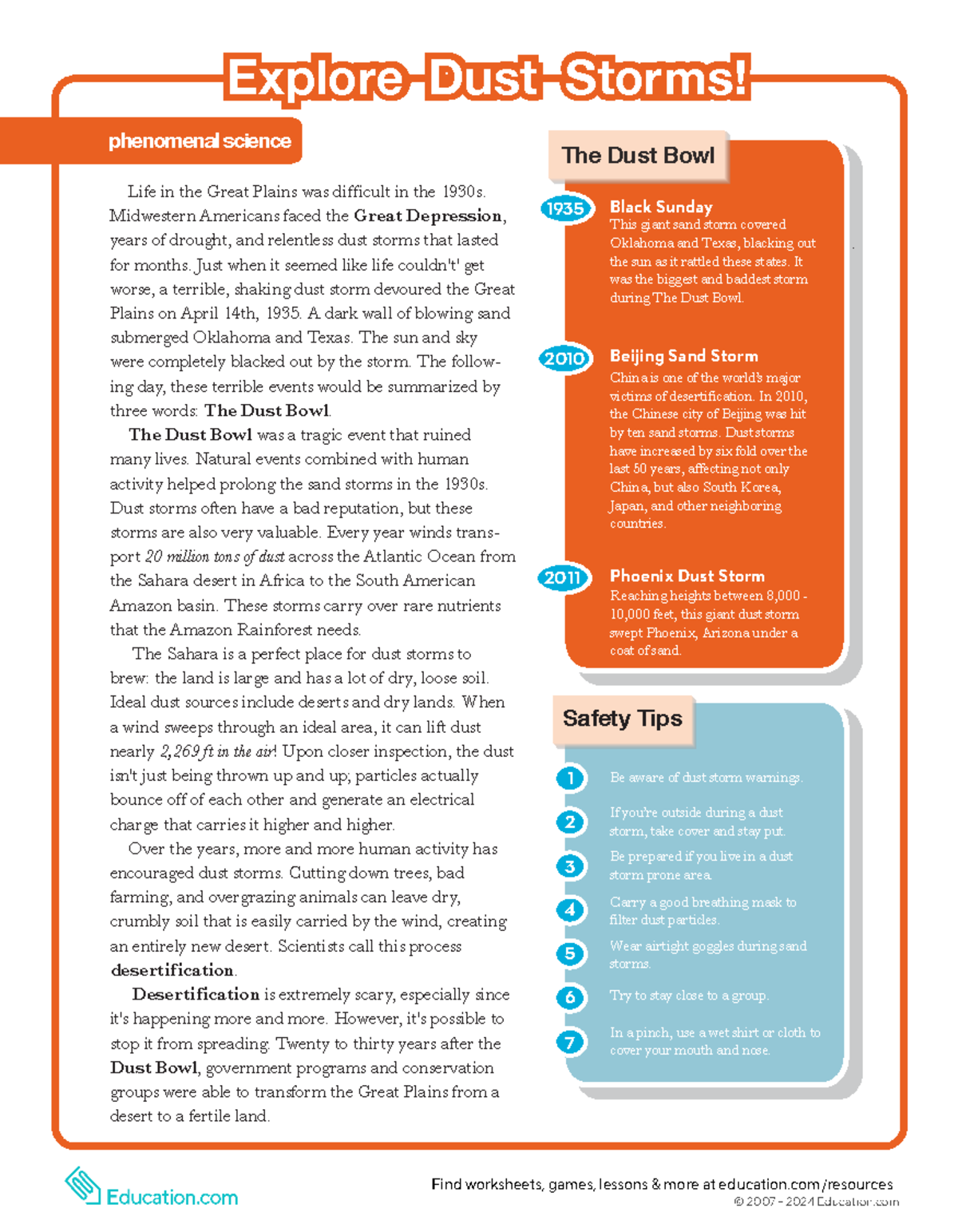 Dust-storms - Reading comprehension - ExploreExplore Dust Storms!Dust ...